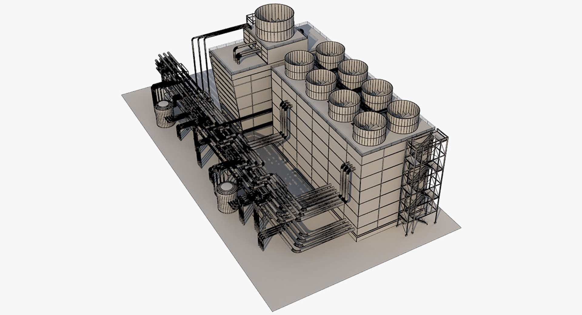3D Industrial Cooling Tower 3 - TurboSquid 1413743