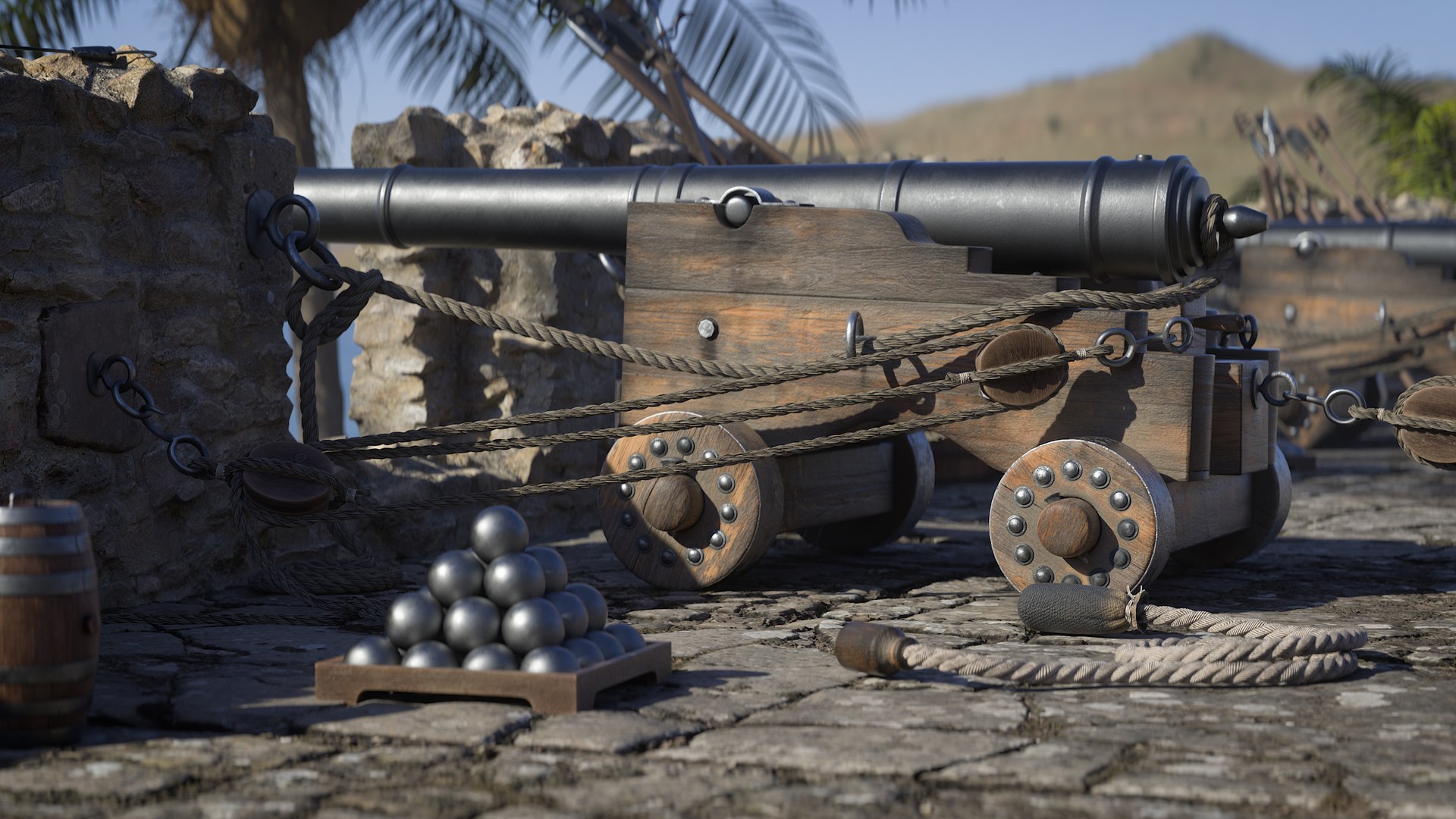 Realistic Generic Naval Saker Size Cannon Set 3D - TurboSquid 2006413