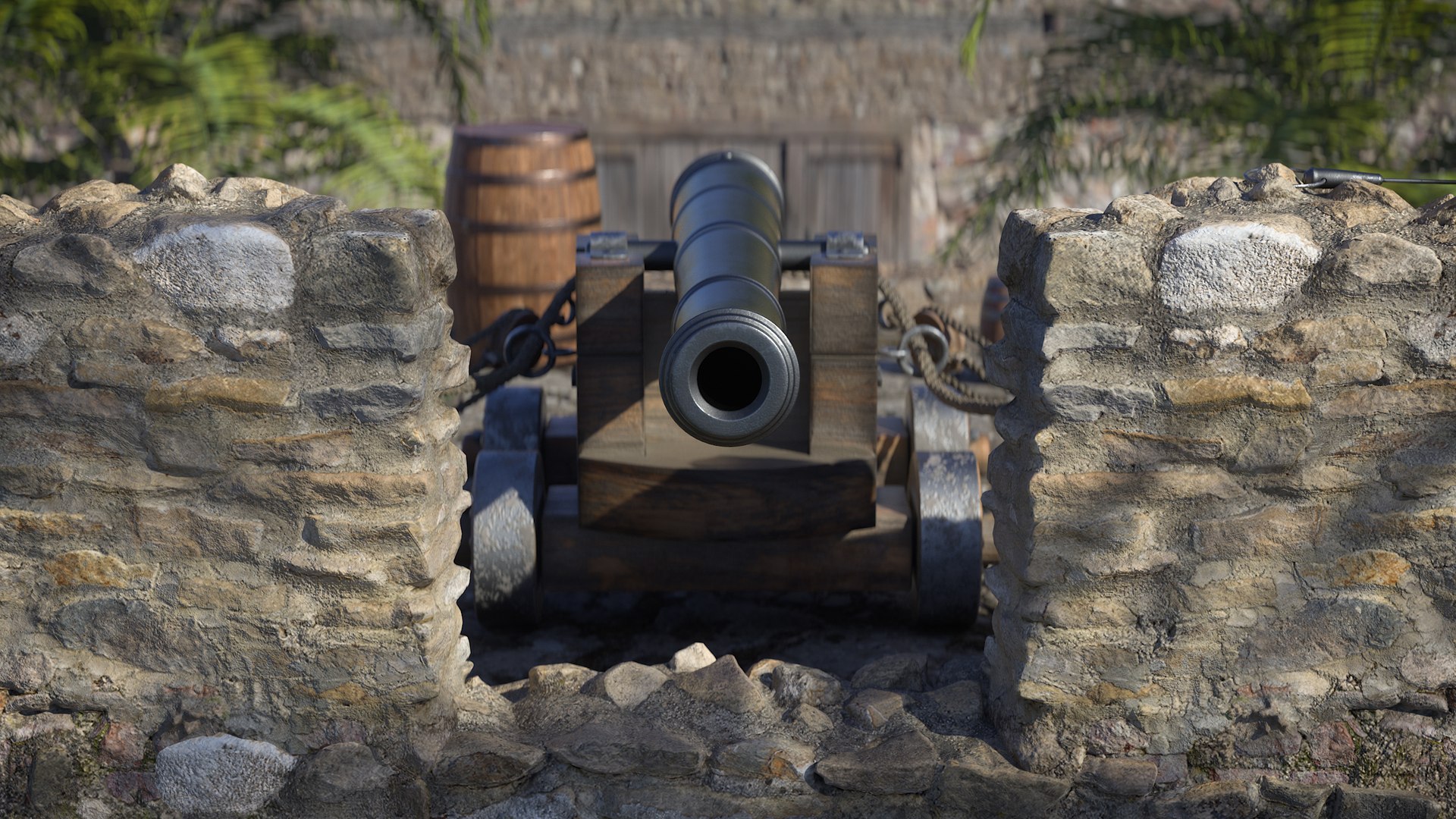 Realistic Generic Naval Saker Size Cannon Set 3D - TurboSquid 2006413