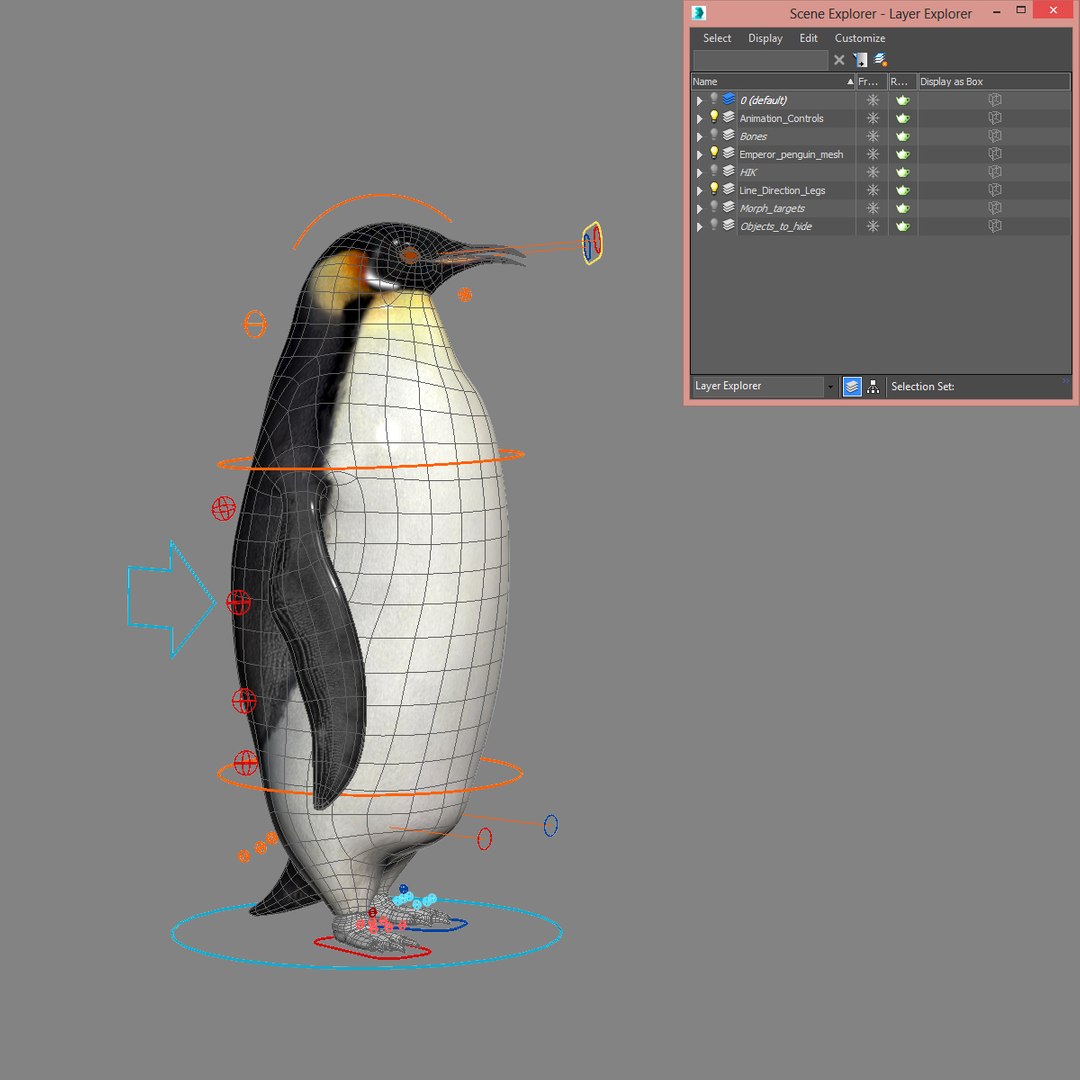 3d model of emperor penguin rigged