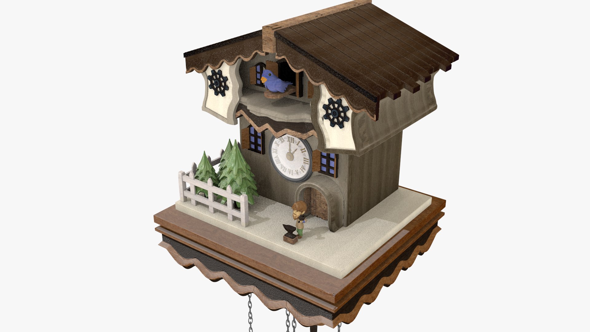 Cartoon Clock Cuckoo Model - TurboSquid 1700408