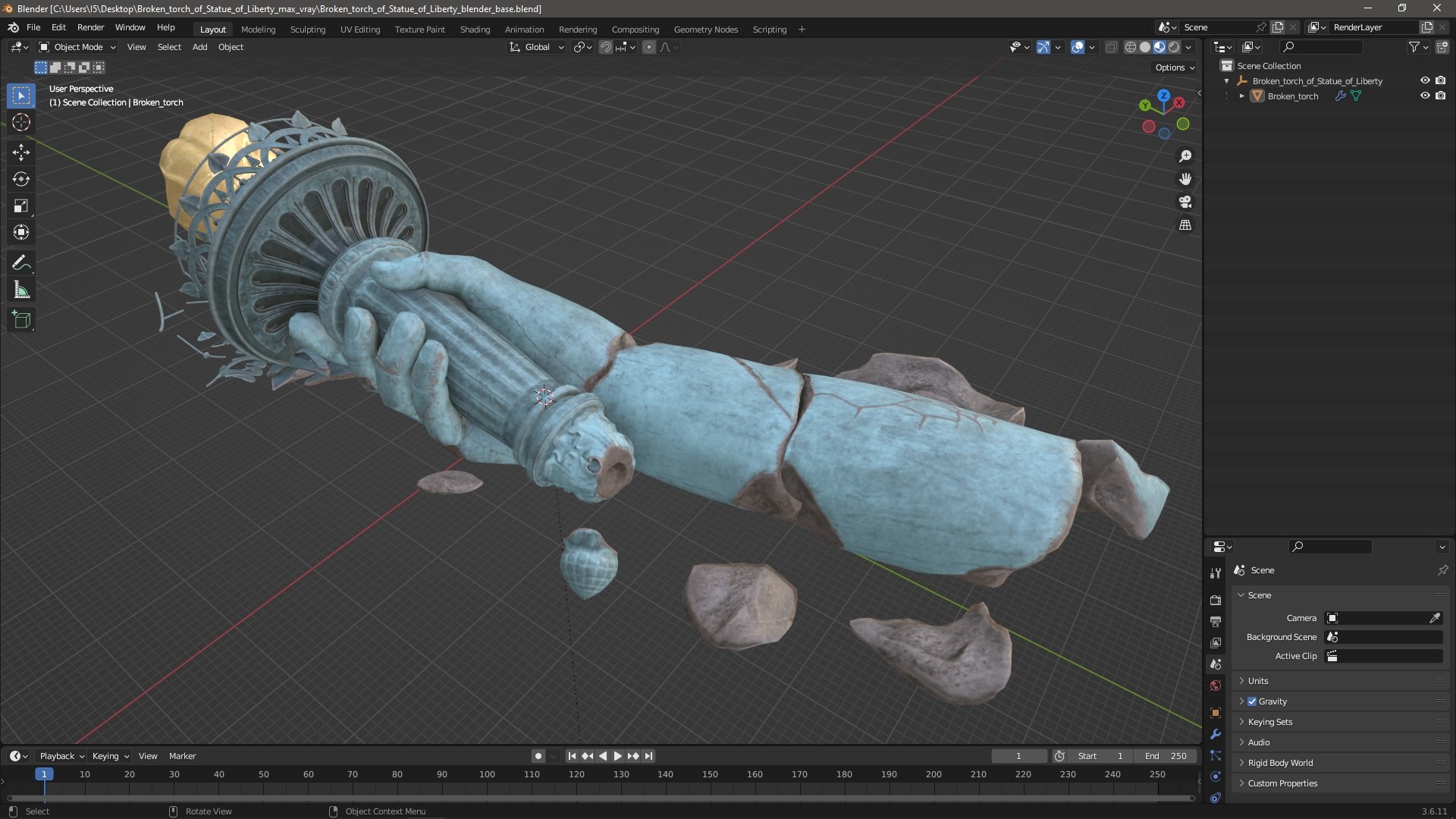 Broken Torch Of Statue Of Liberty Model - TurboSquid 2291155