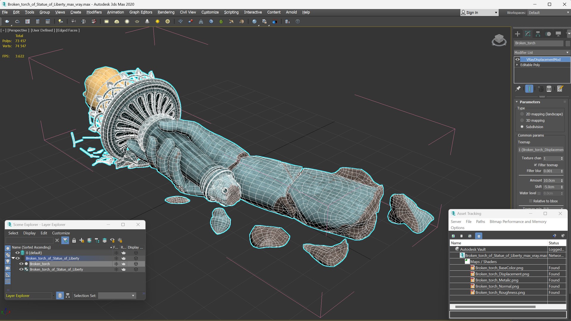 Broken Torch Of Statue Of Liberty Model - TurboSquid 2291155