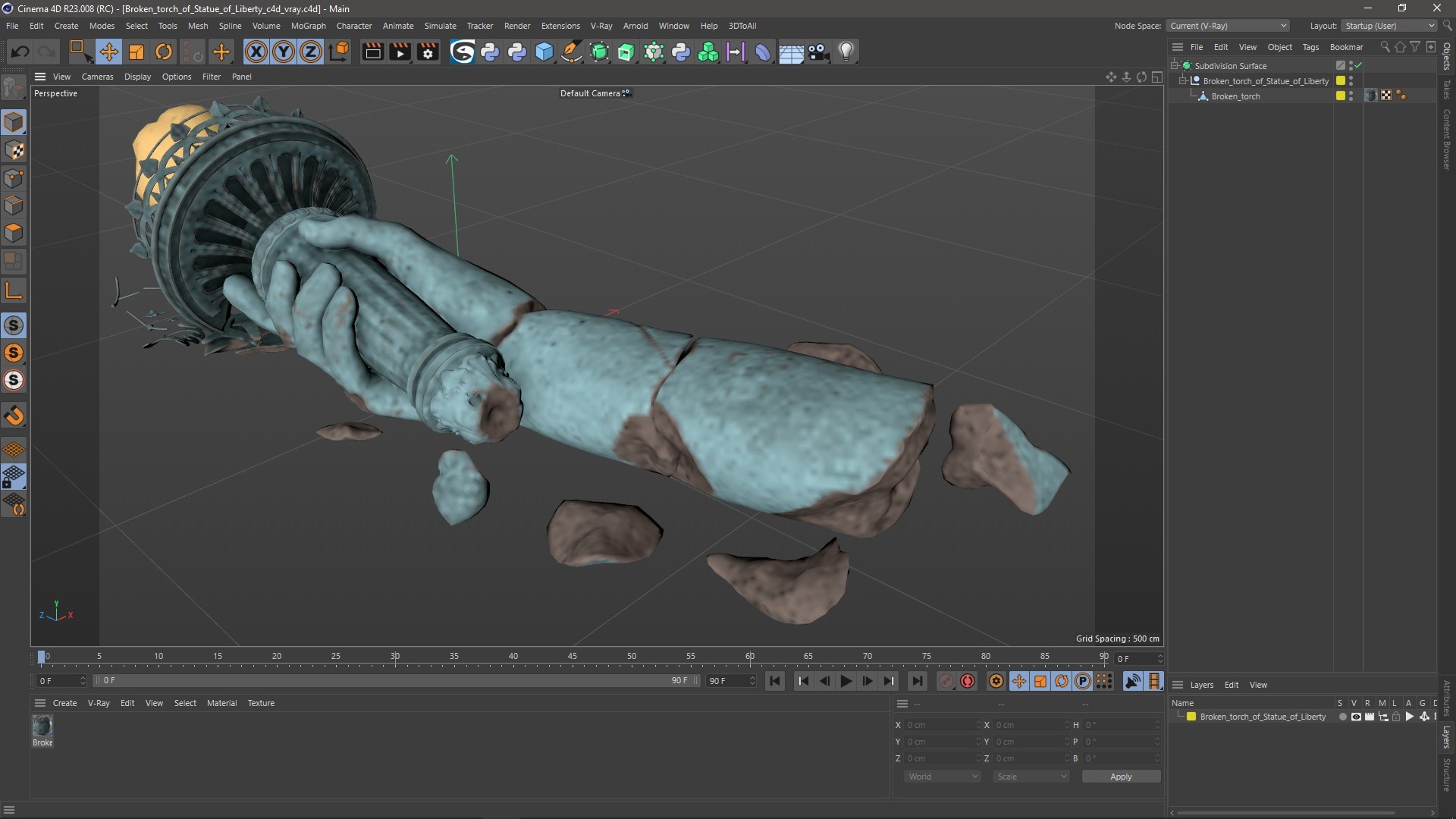 Broken Torch Of Statue Of Liberty Model - TurboSquid 2291155