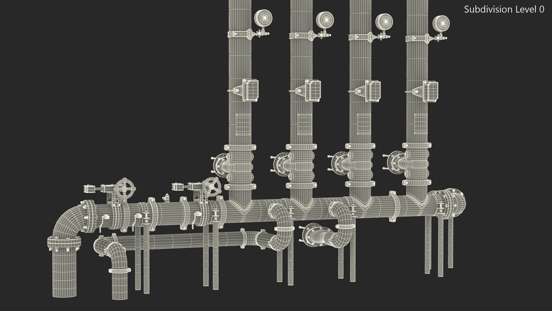 Industrial Multiple Vertical Pipes System 3D Model - TurboSquid 2238815