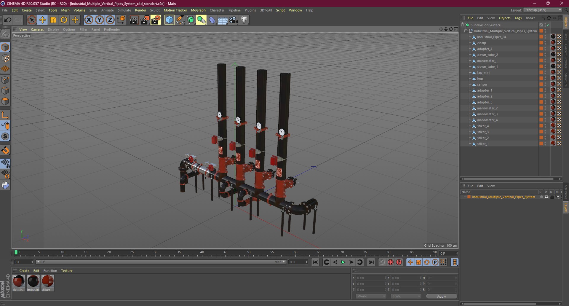 Industrial Multiple Vertical Pipes System 3D Model - TurboSquid 2238815