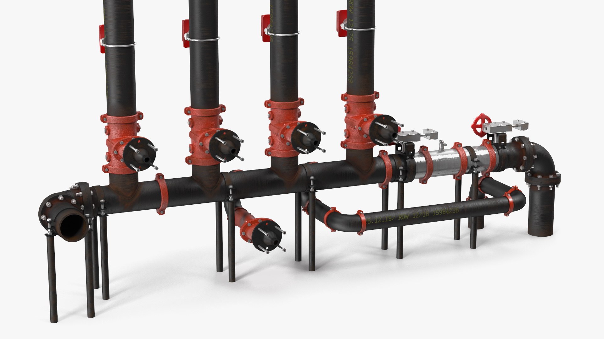 Industrial Multiple Vertical Pipes System 3D Model - TurboSquid 2238815