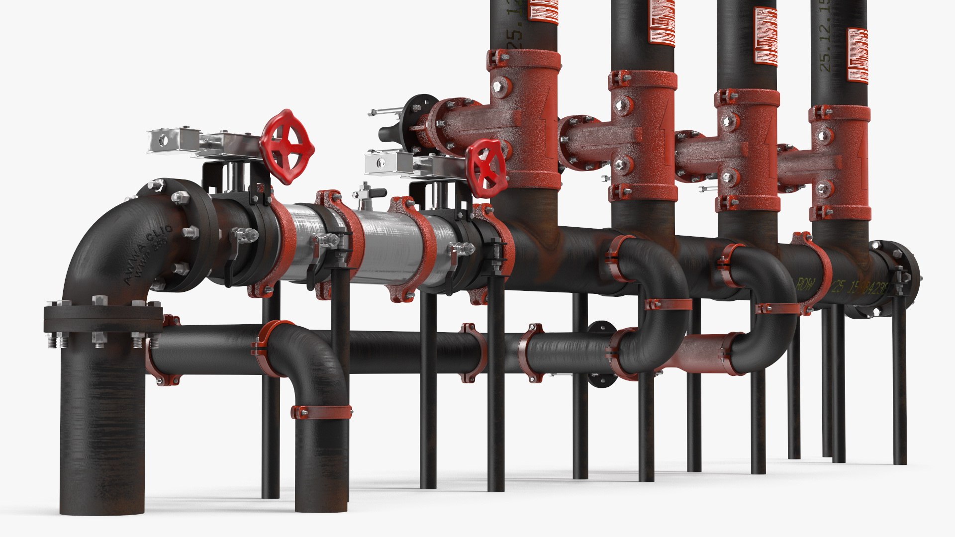 Industrial Multiple Vertical Pipes System 3D Model - TurboSquid 2238815