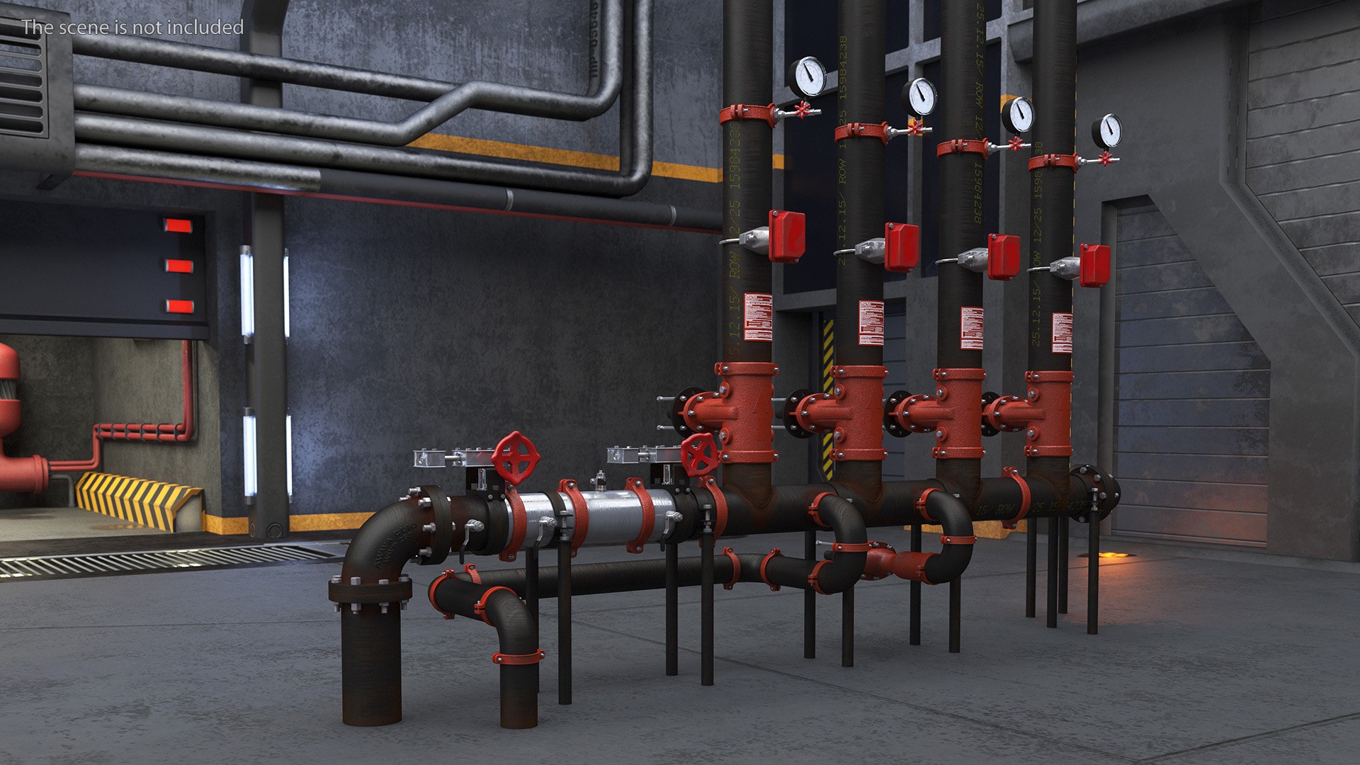 Industrial Multiple Vertical Pipes System 3D Model - TurboSquid 2238815