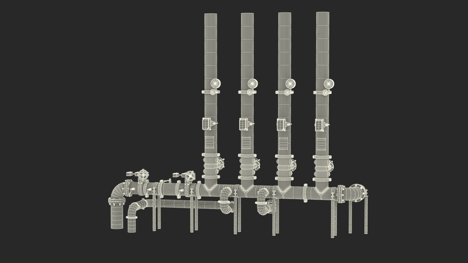 Industrial Multiple Vertical Pipes System 3D Model - TurboSquid 2238815
