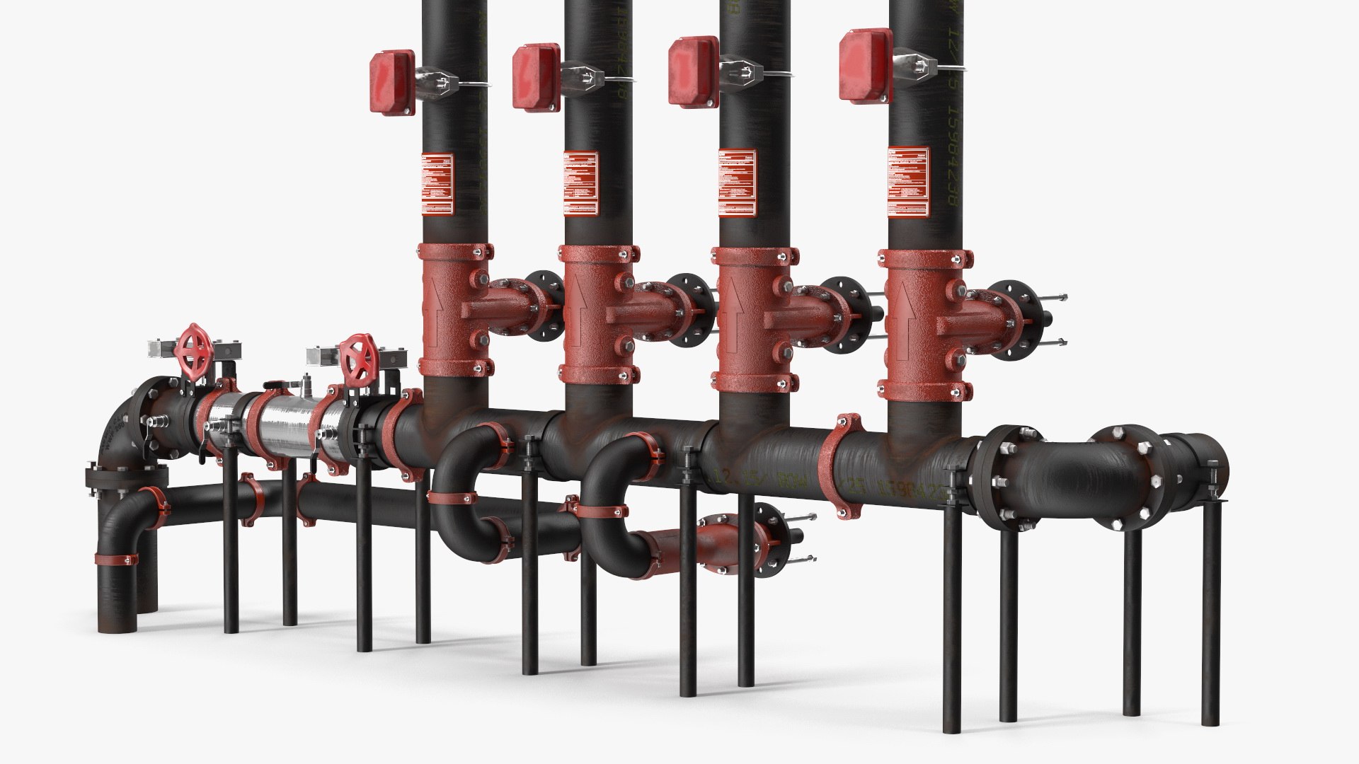 Industrial Multiple Vertical Pipes System 3D Model - TurboSquid 2238815