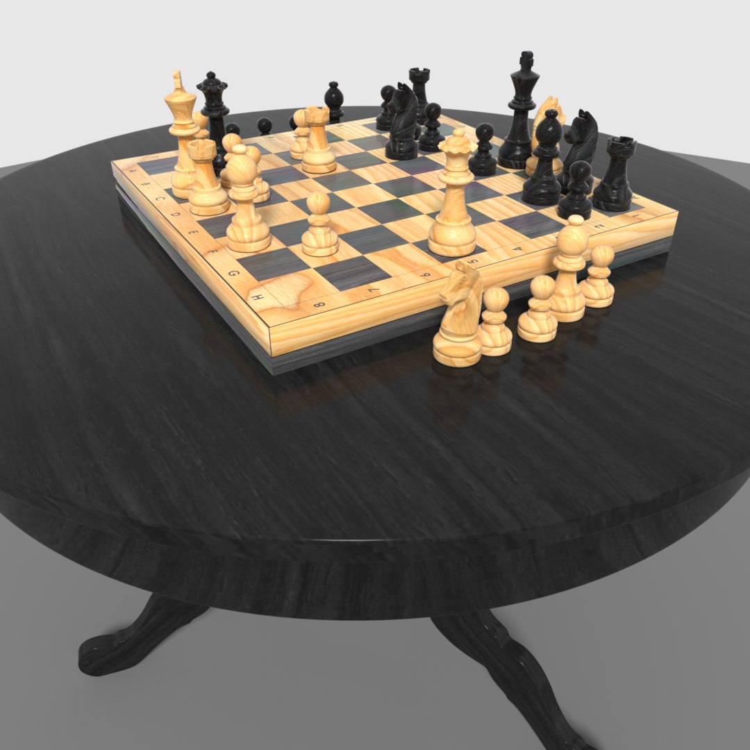 3D Chess Wood Table Model - TurboSquid 1350127