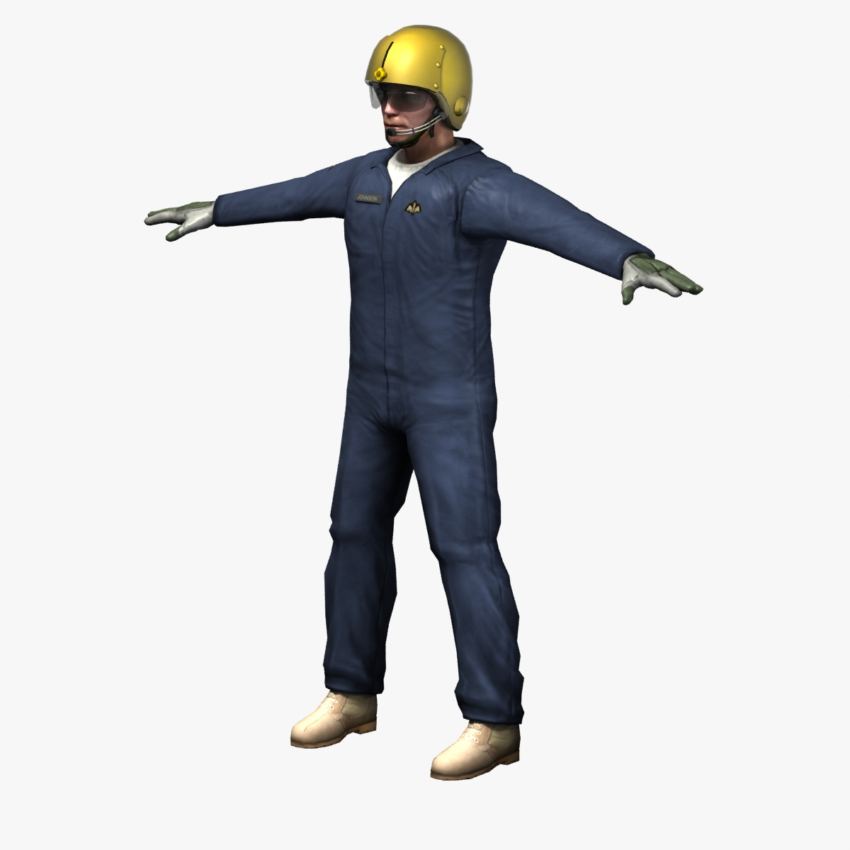 3d rigged pilot helmet model