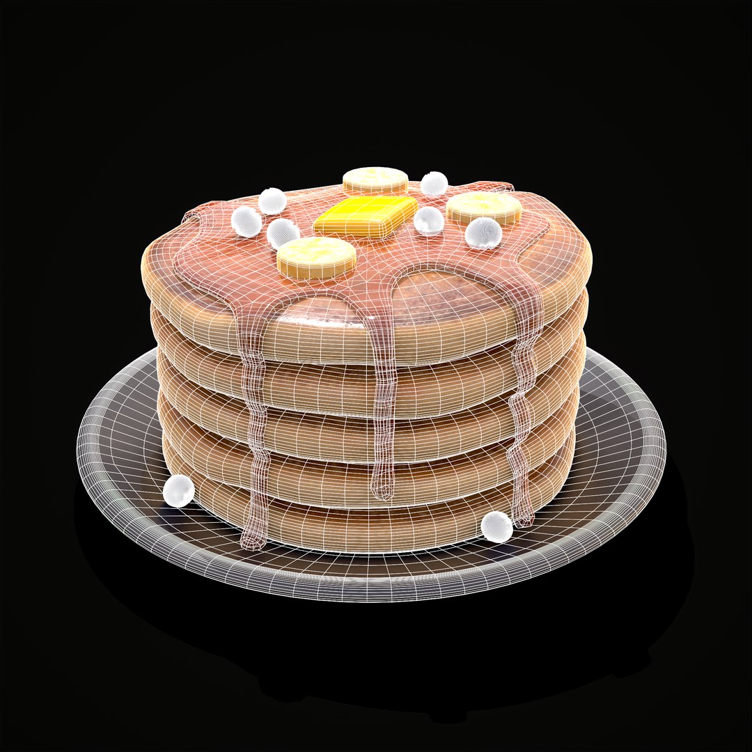 3D Blueberry Banana Pancakes model - TurboSquid 1955318