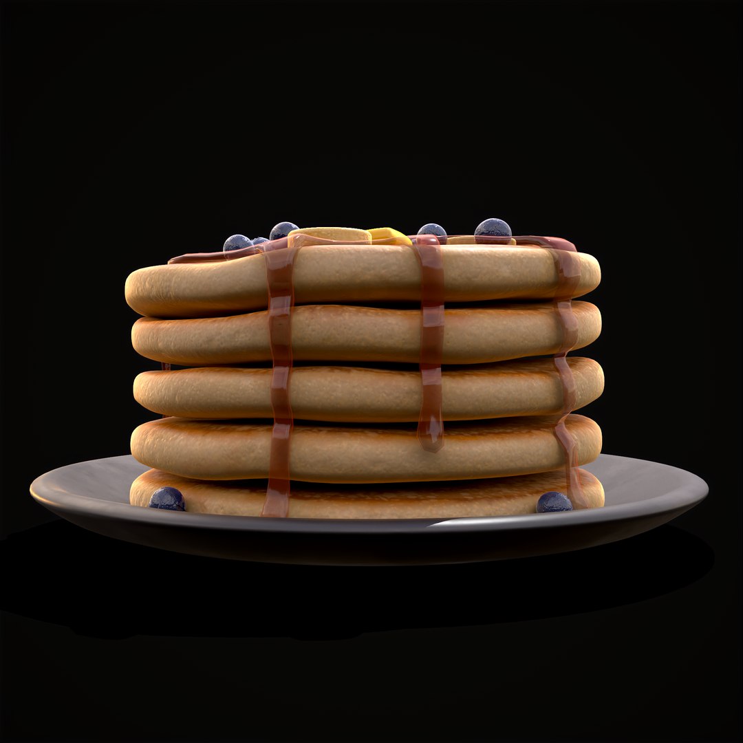 3D Blueberry Banana Pancakes model - TurboSquid 1955318