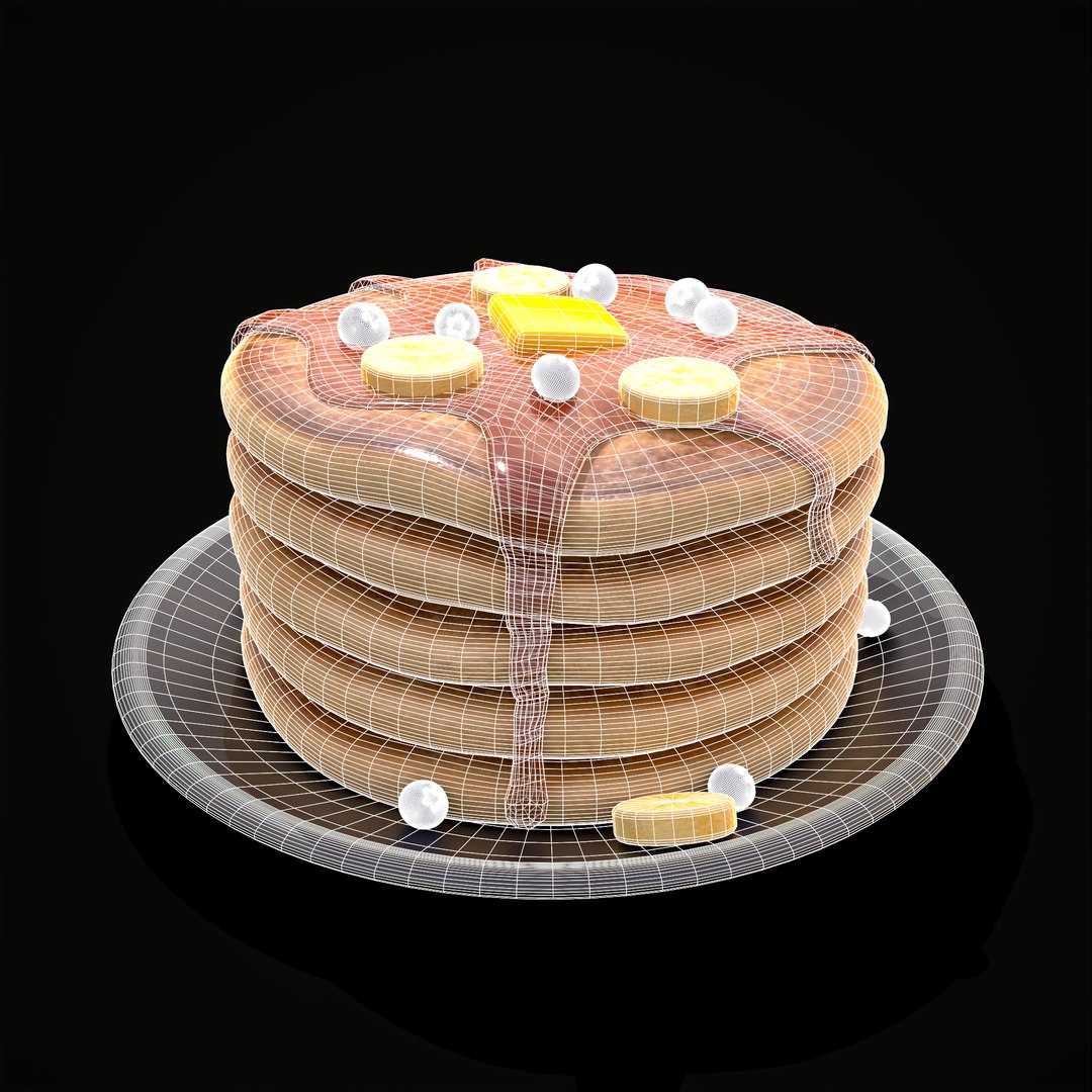 3D Blueberry Banana Pancakes model - TurboSquid 1955318