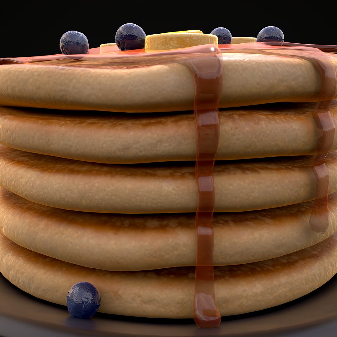 3D Blueberry Banana Pancakes model - TurboSquid 1955318