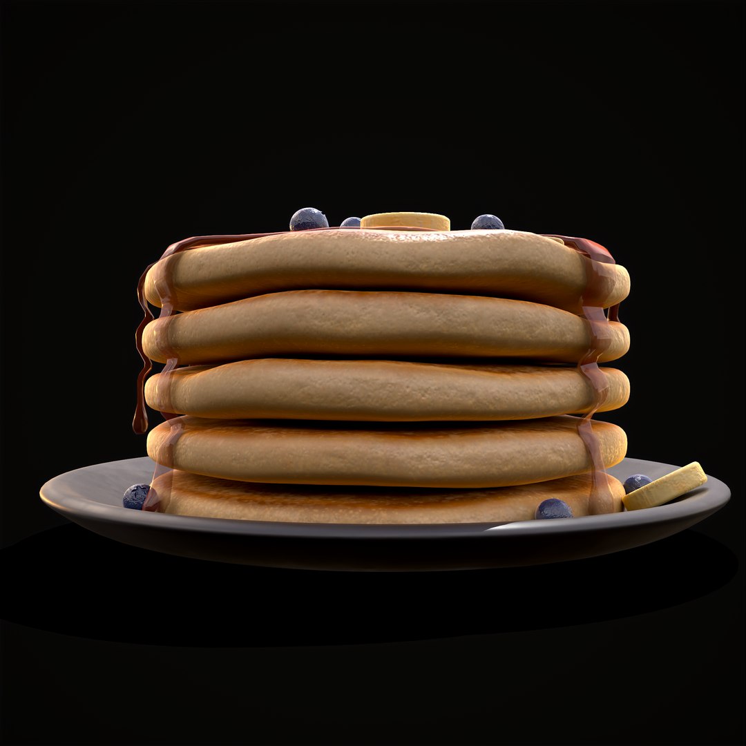 3D Blueberry Banana Pancakes model - TurboSquid 1955318