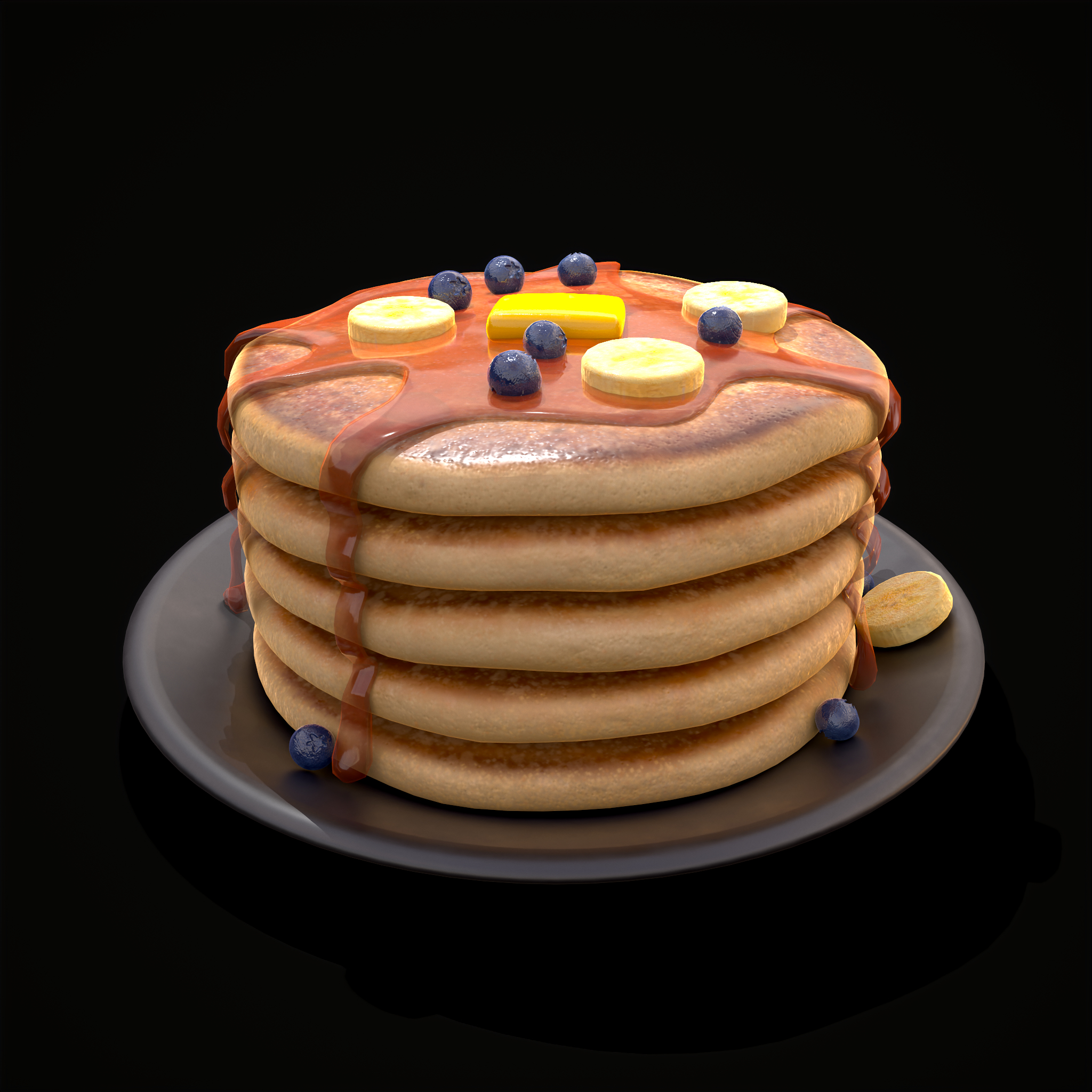 3D Blueberry Banana Pancakes model - TurboSquid 1955318