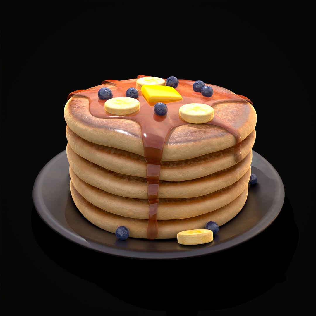 3D Blueberry Banana Pancakes model - TurboSquid 1955318