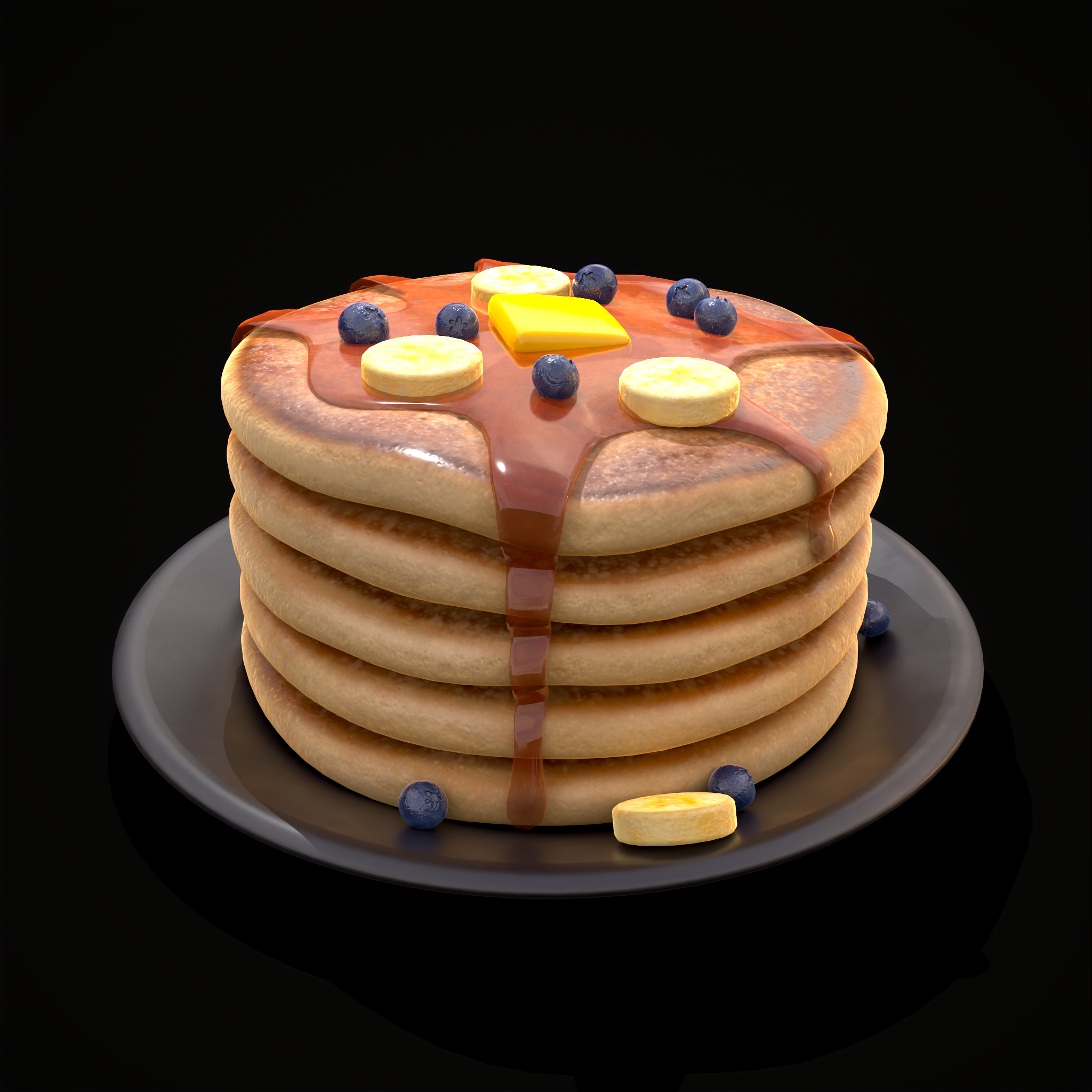 3D Blueberry Banana Pancakes model - TurboSquid 1955318