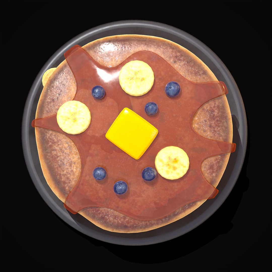 3D Blueberry Banana Pancakes model - TurboSquid 1955318