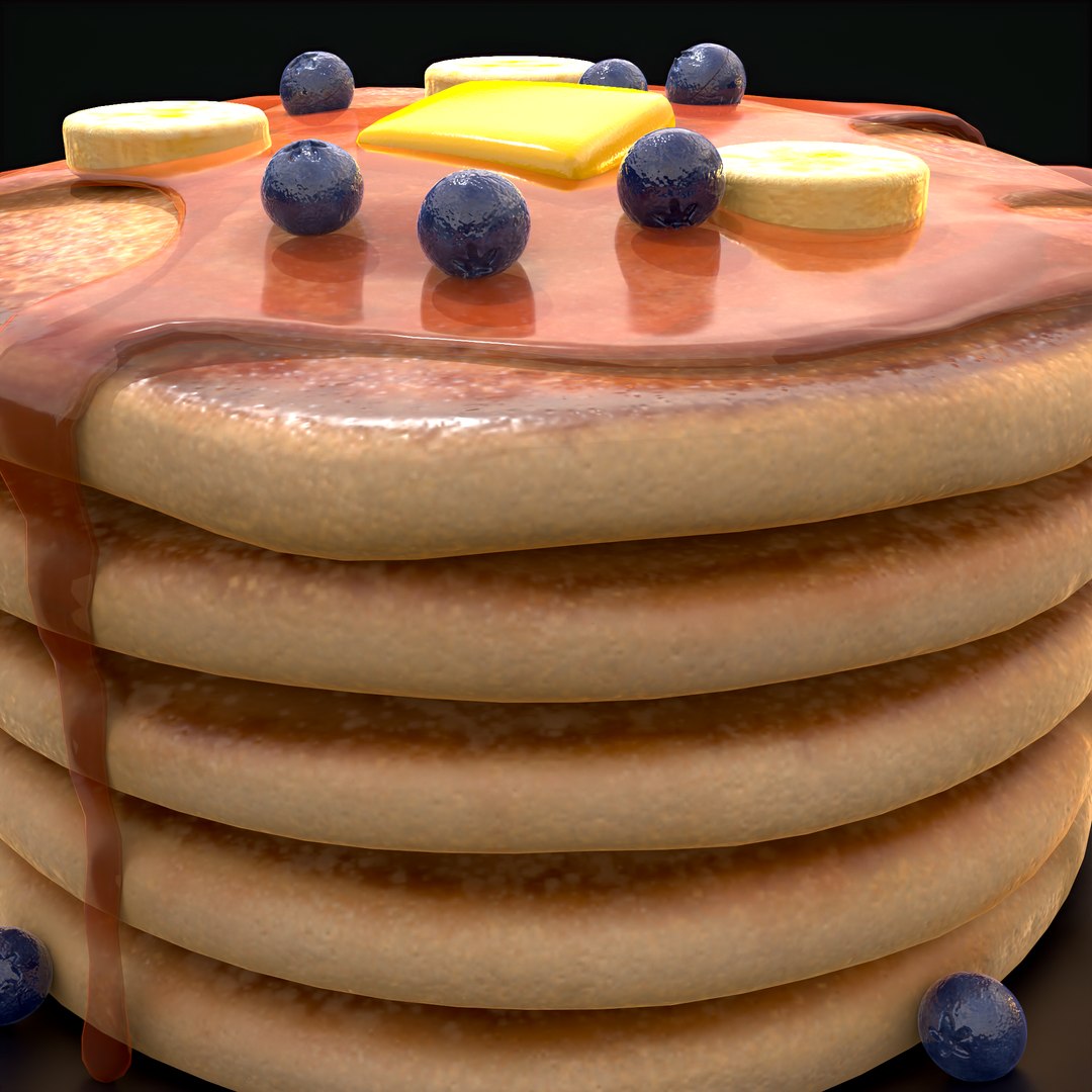 3D Blueberry Banana Pancakes model - TurboSquid 1955318