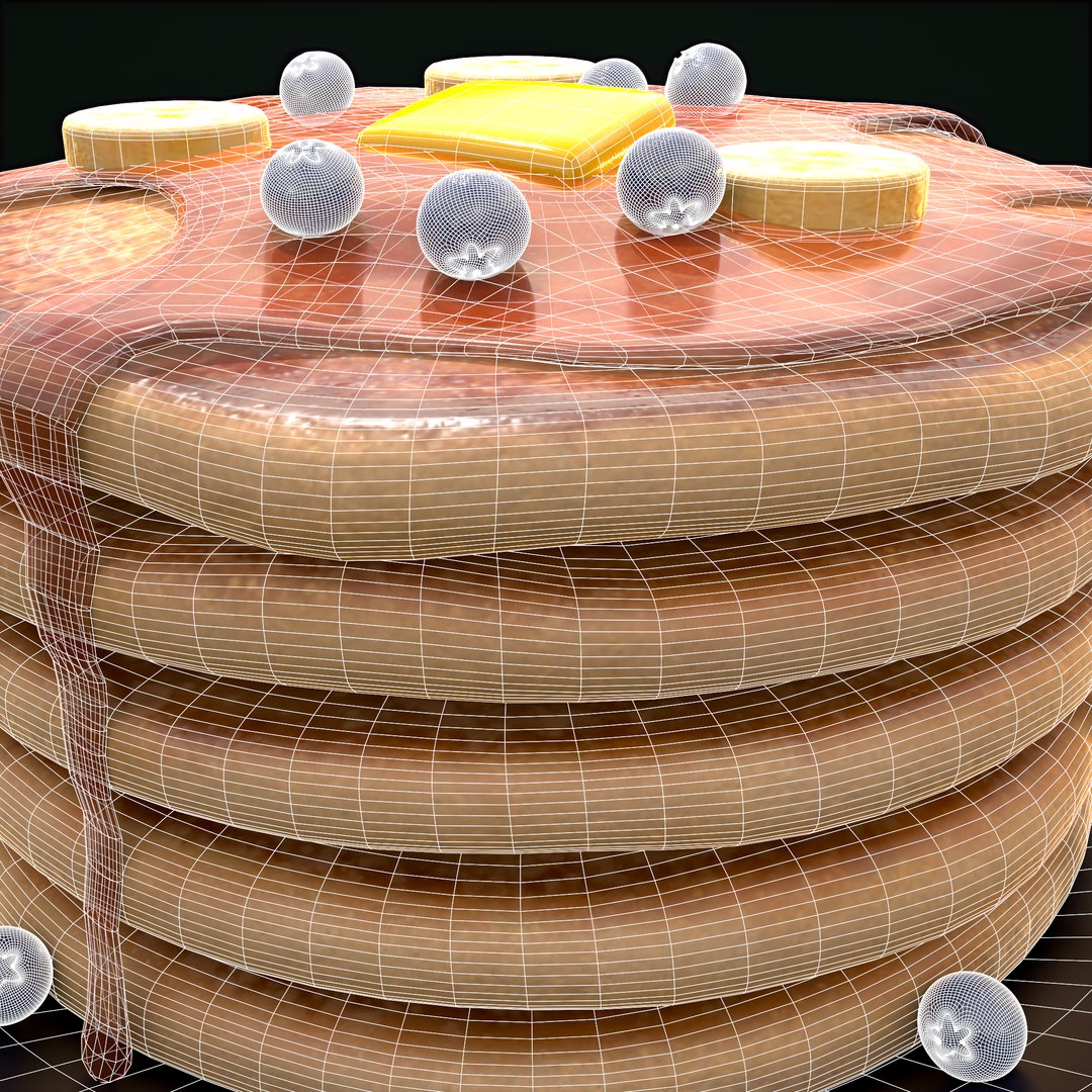 3D Blueberry Banana Pancakes model - TurboSquid 1955318