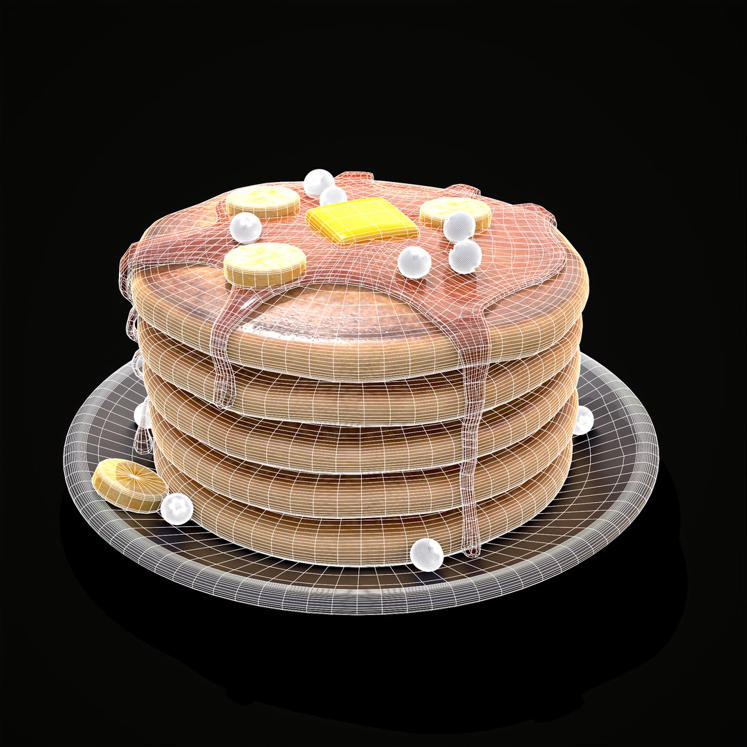3D Blueberry Banana Pancakes model - TurboSquid 1955318