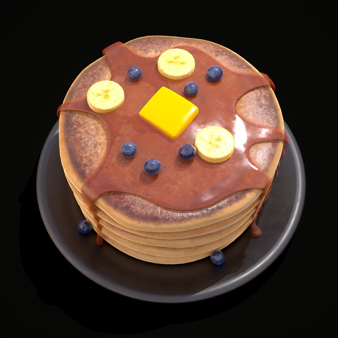 3D Blueberry Banana Pancakes model - TurboSquid 1955318