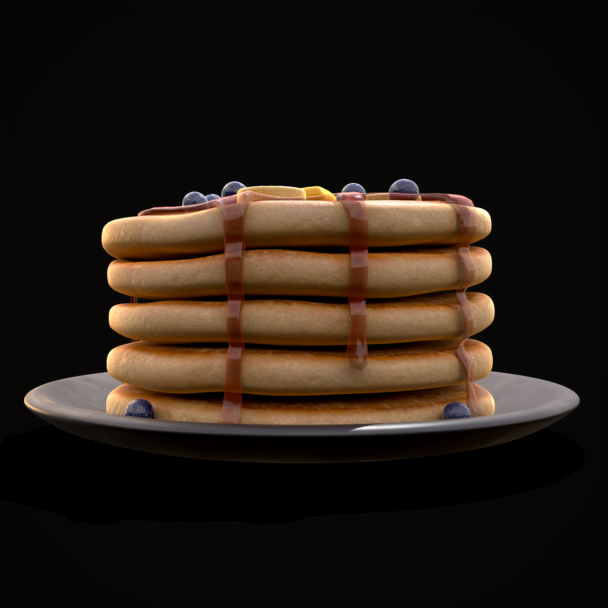 3D Blueberry Banana Pancakes model - TurboSquid 1955318