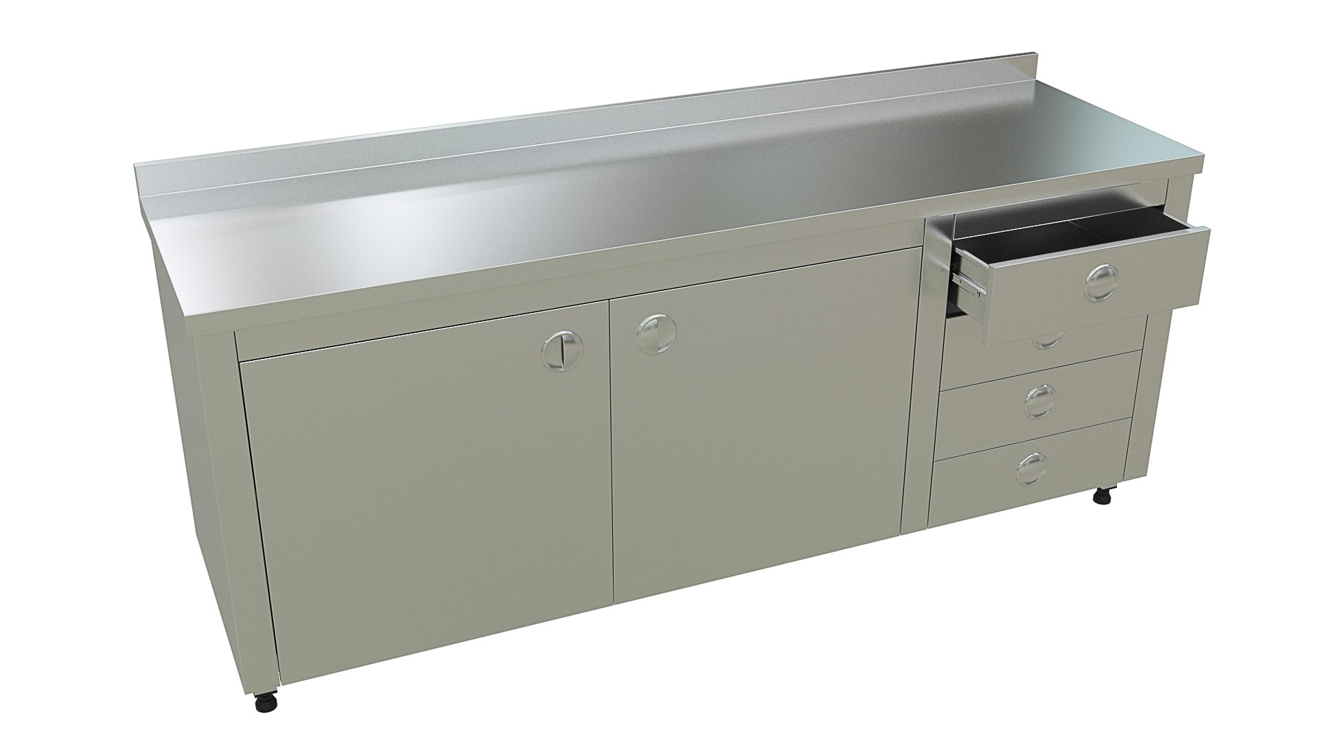 Working Bench With Set Of 4 Drawers And Cabinet 3D Model - TurboSquid ...