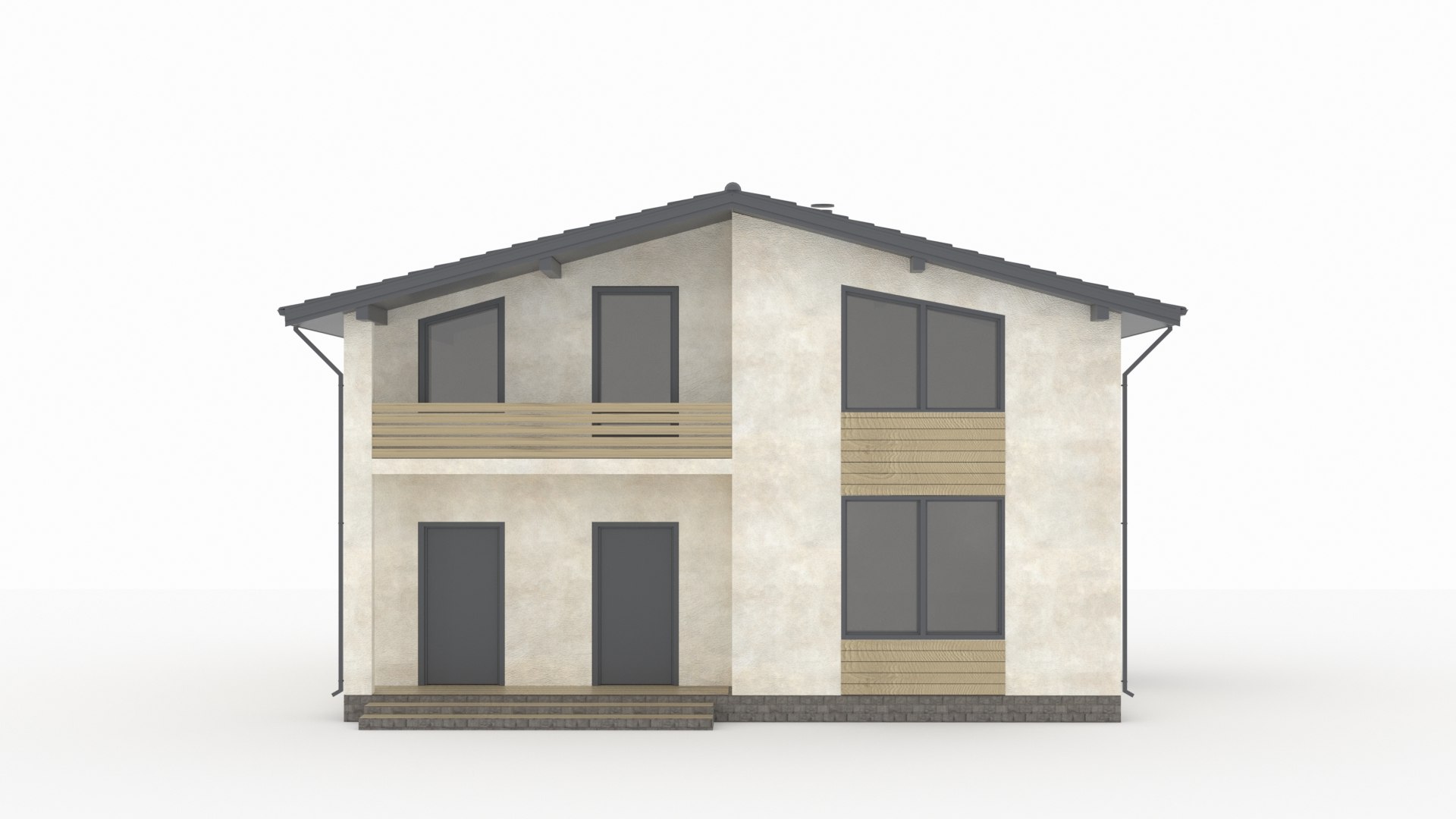 3D Model A Modern Residential House With A Slanted Roof - TurboSquid ...