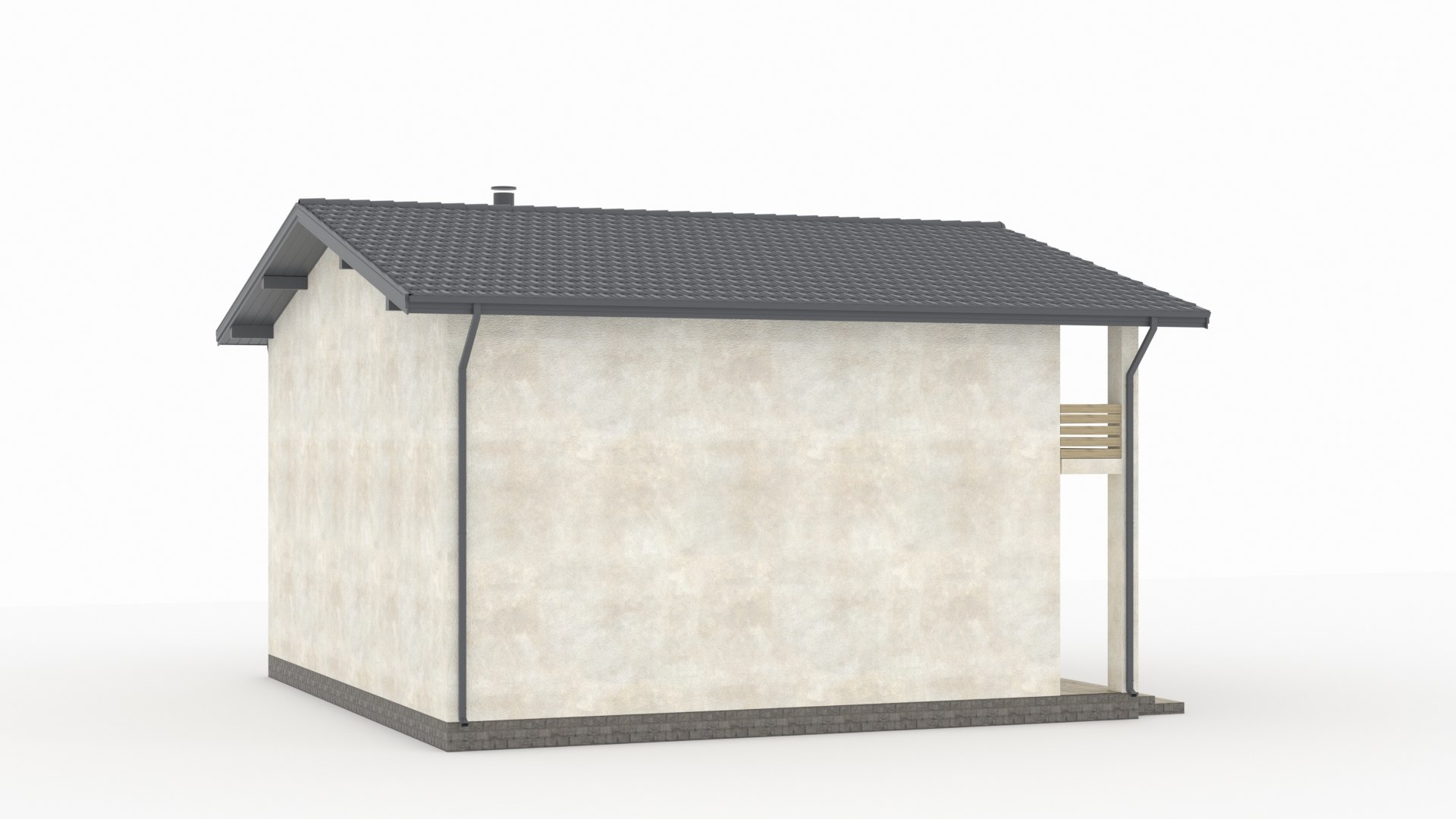 3D Model A Modern Residential House With A Slanted Roof - TurboSquid ...