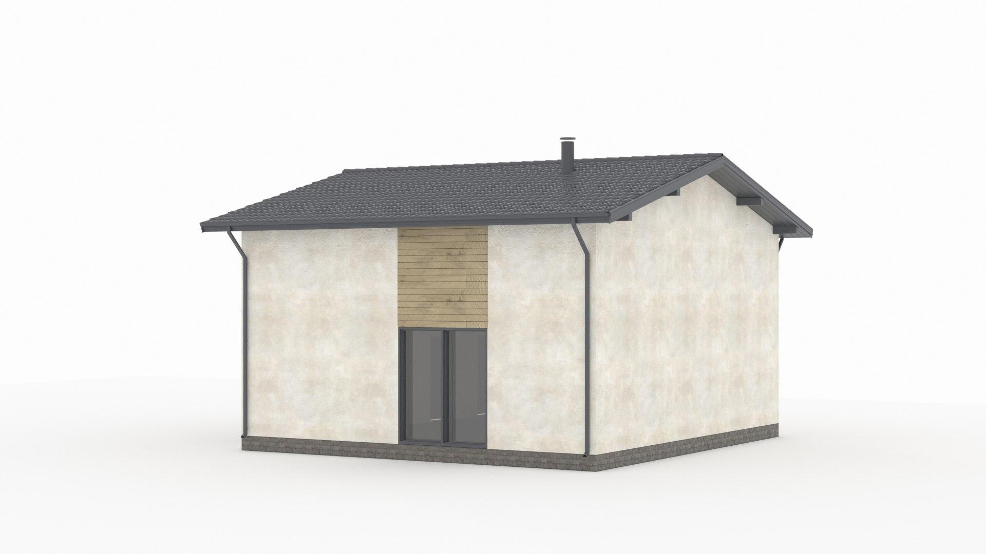 3D Model A Modern Residential House With A Slanted Roof - TurboSquid ...