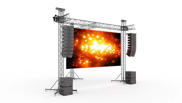 modelo 3d Modelo de pantalla LED y altavoces Truss Linearray ...