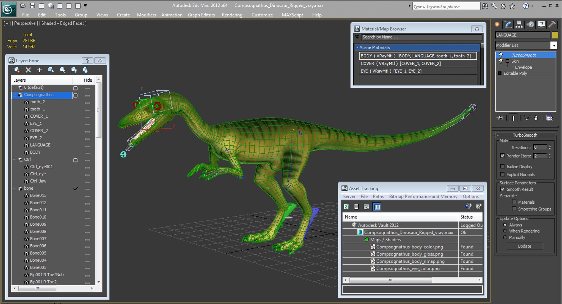 3D model compsognathus dinosaur rigged animate - TurboSquid 1285569
