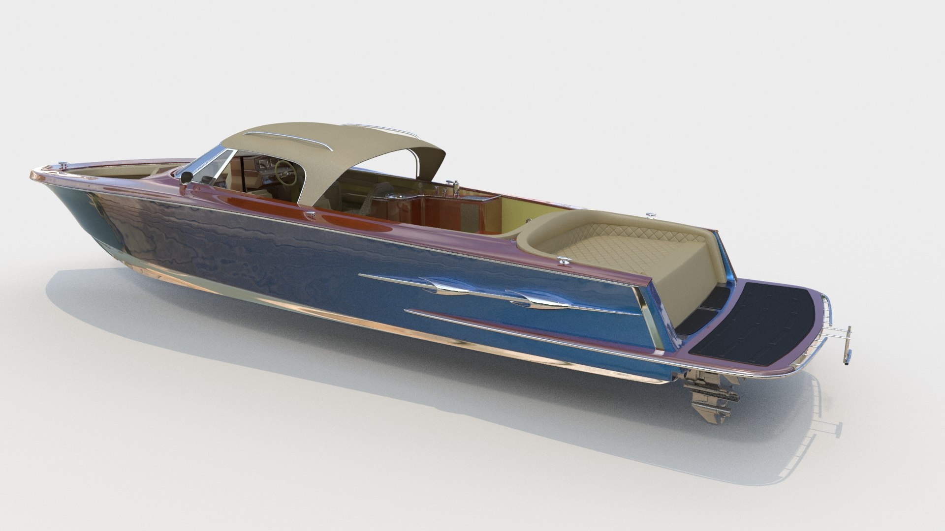 modelo 3d hard top retro speedboat - TurboSquid 2009996
