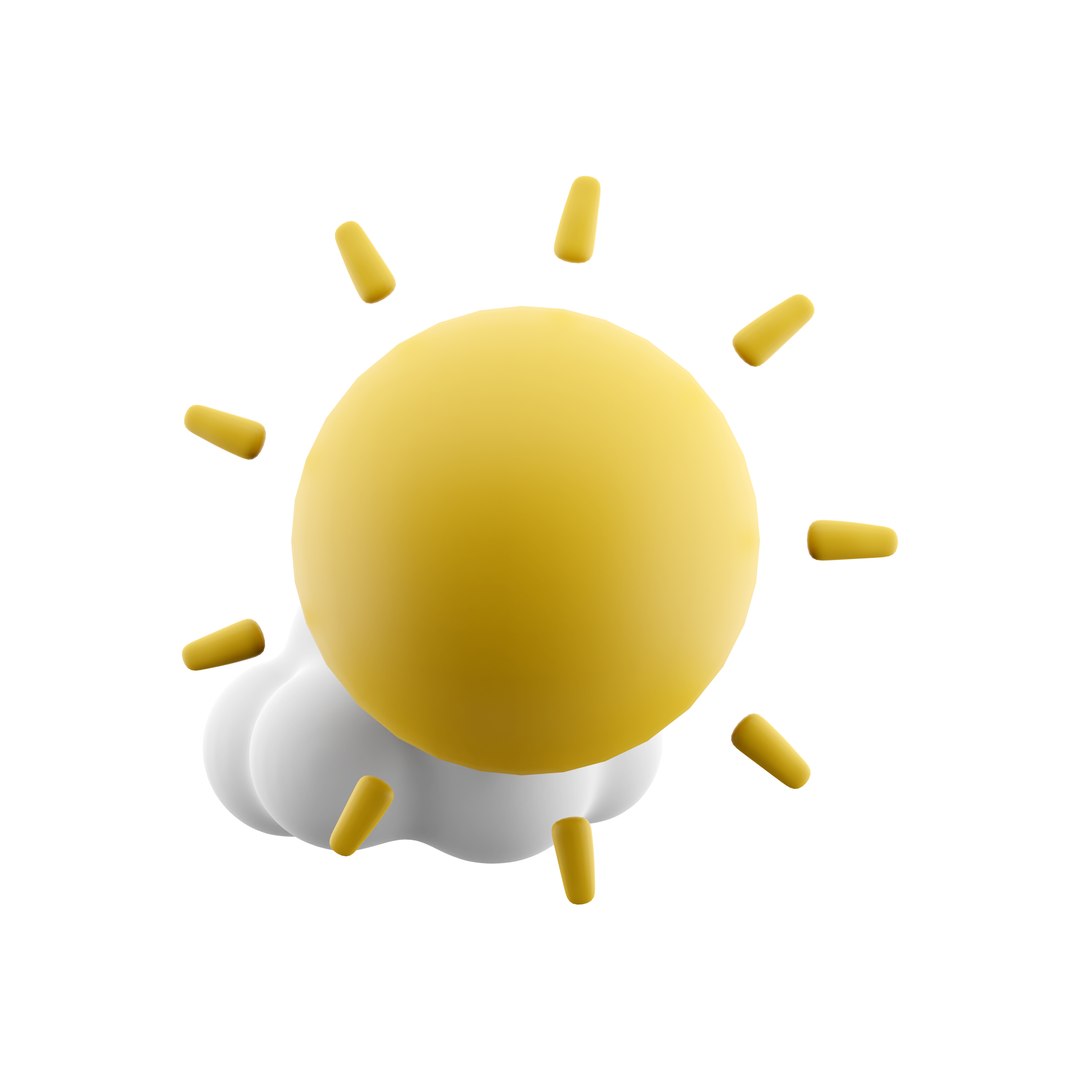 3d Weather Sun Cloud Icon 3D - TurboSquid 2045355
