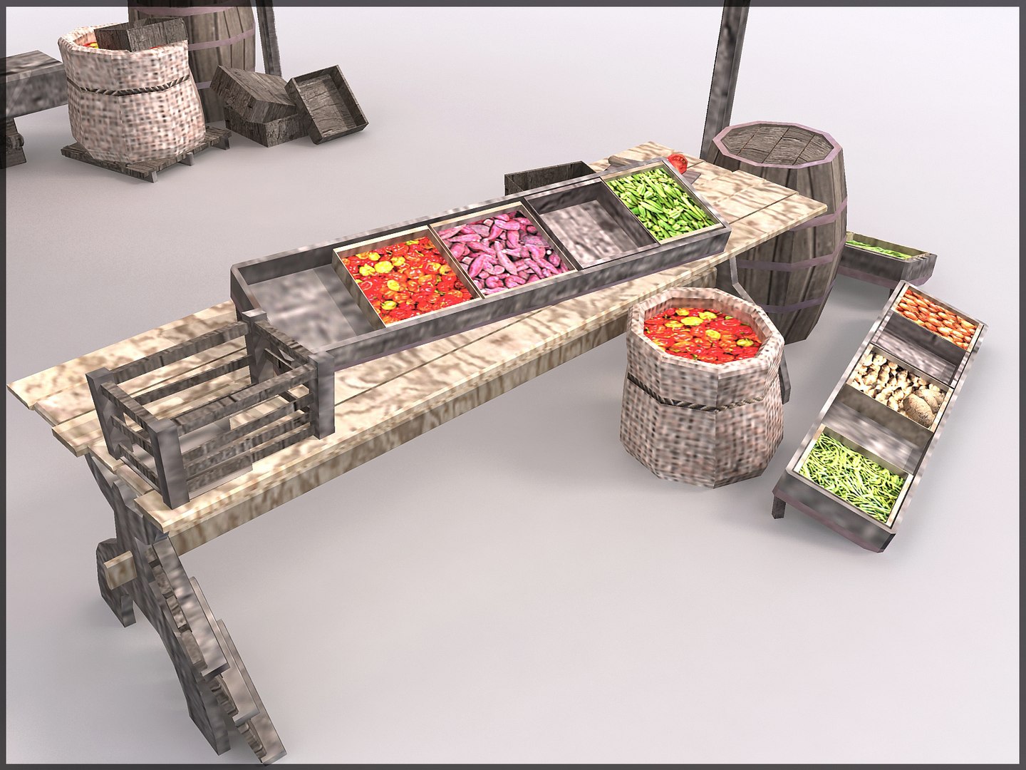 3d Model Vegetables Stall