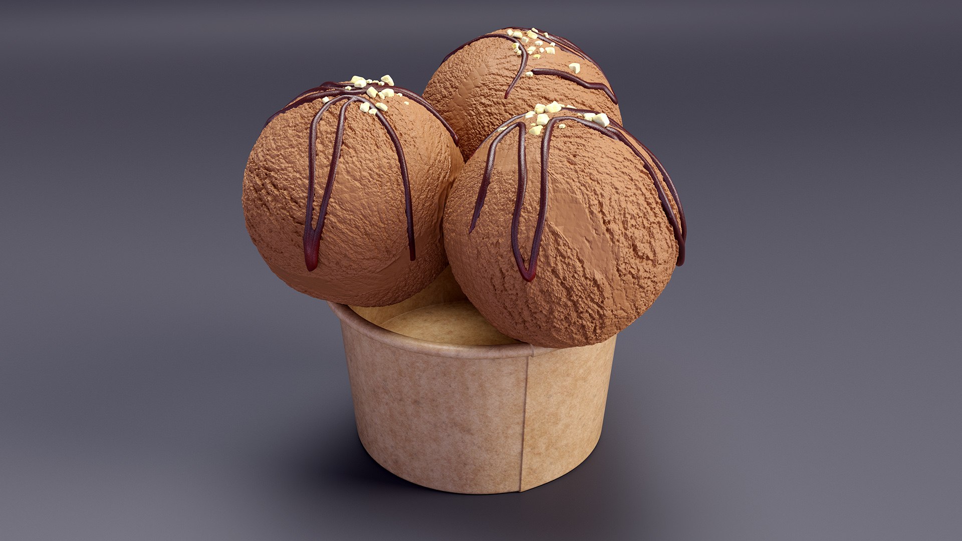 Ice Cream Chocolate Balls With Nuts In Cardboard Cup 3D Model ...