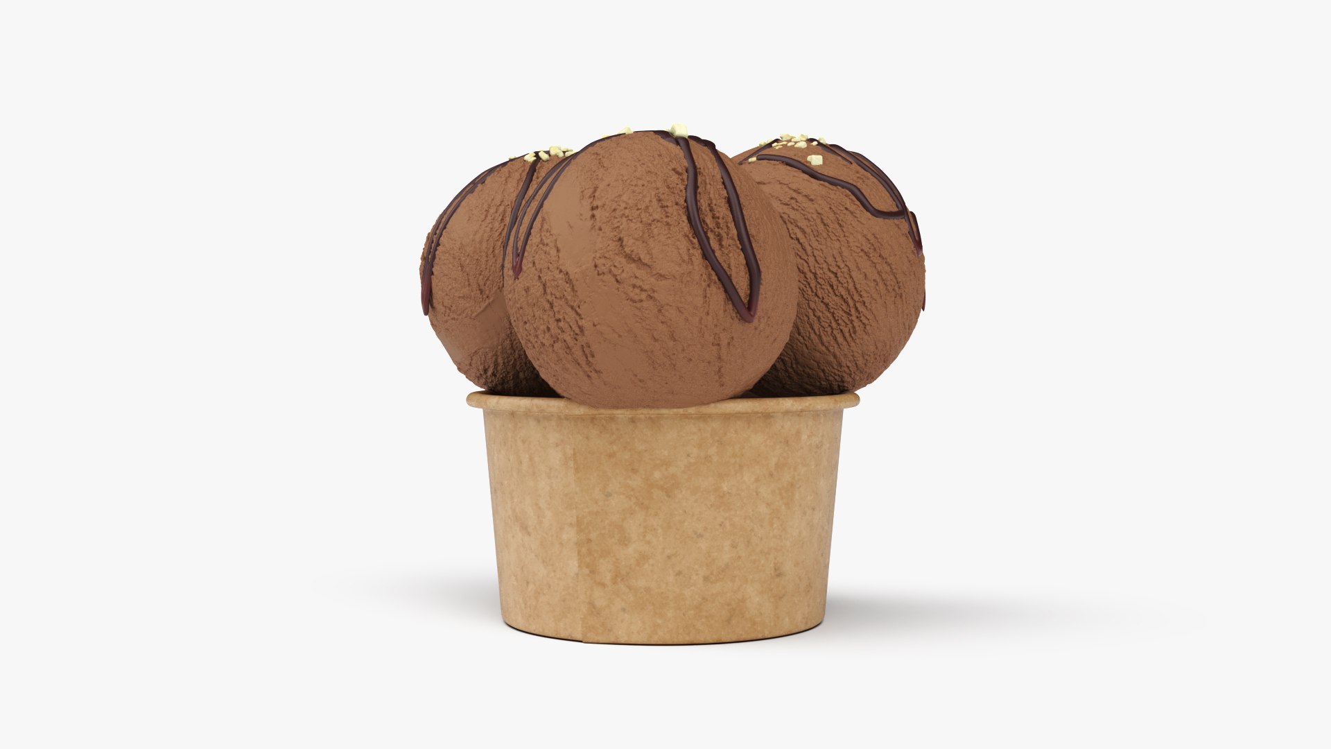 Ice Cream Chocolate Balls With Nuts In Cardboard Cup 3D Model ...