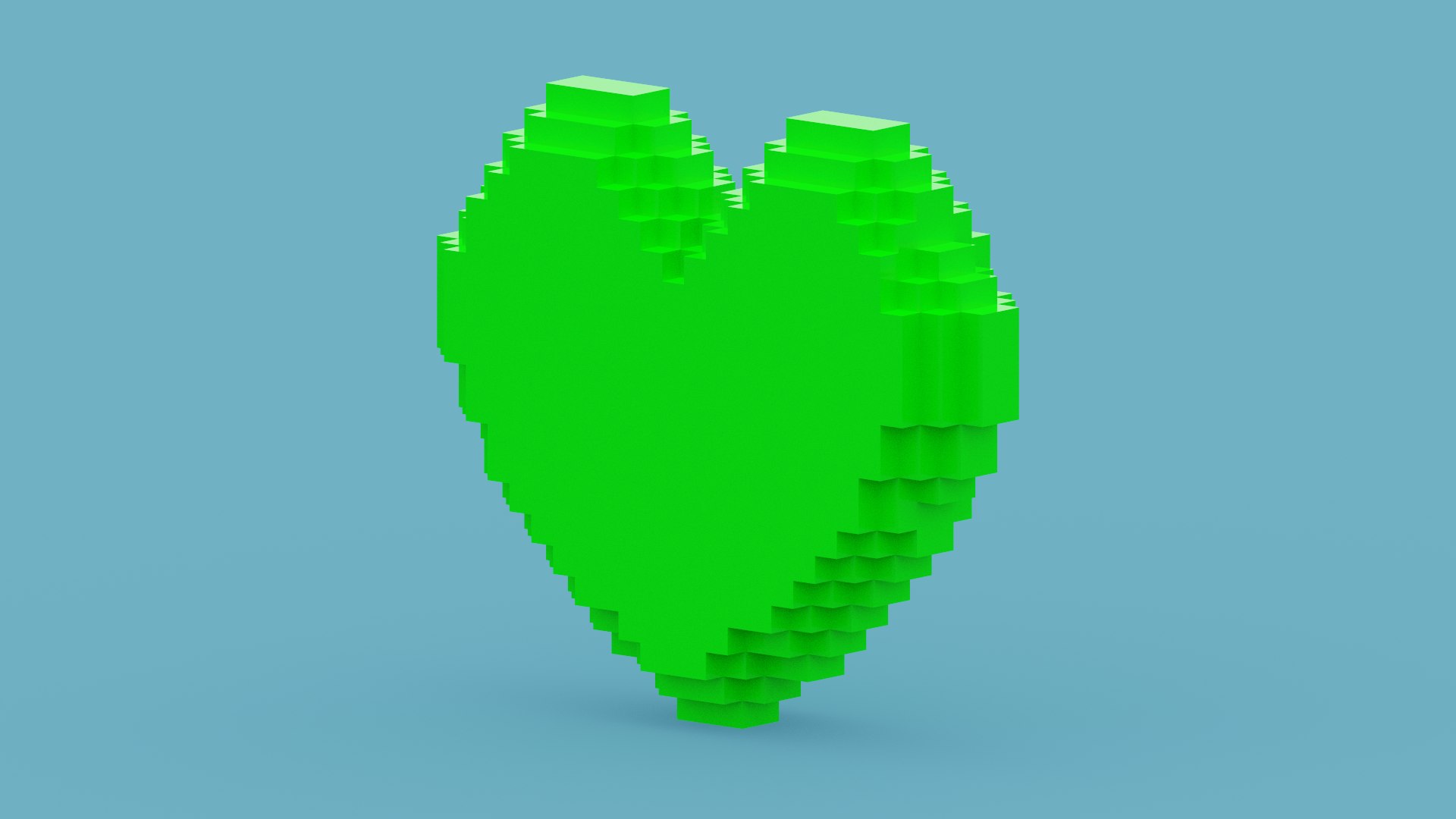 3D Voxel Green Heart Model - TurboSquid 1980879