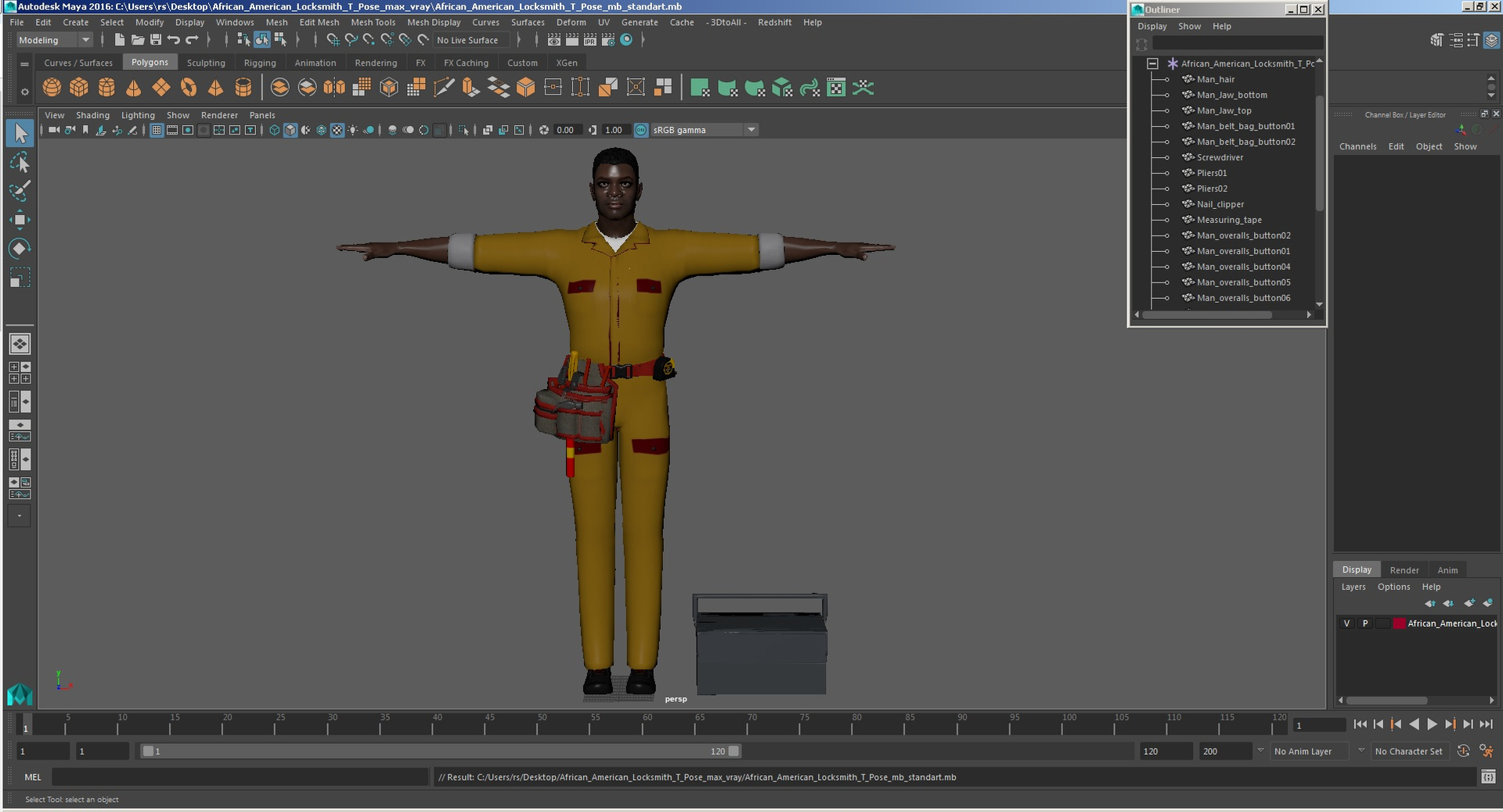 非裔美国锁匠 T 姿势3D模型 - TurboSquid 1706856