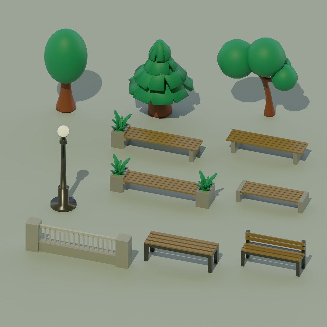 3D city park element model - TurboSquid 2174937