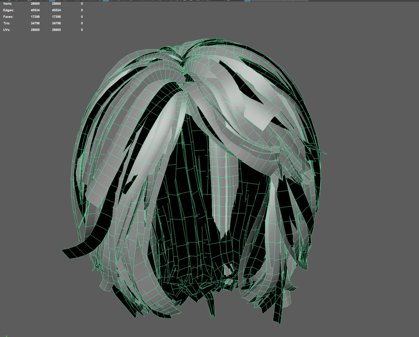 Game Ready Female Medium Hairstyle - Real Time Hair Cards Low-poly 3D ...