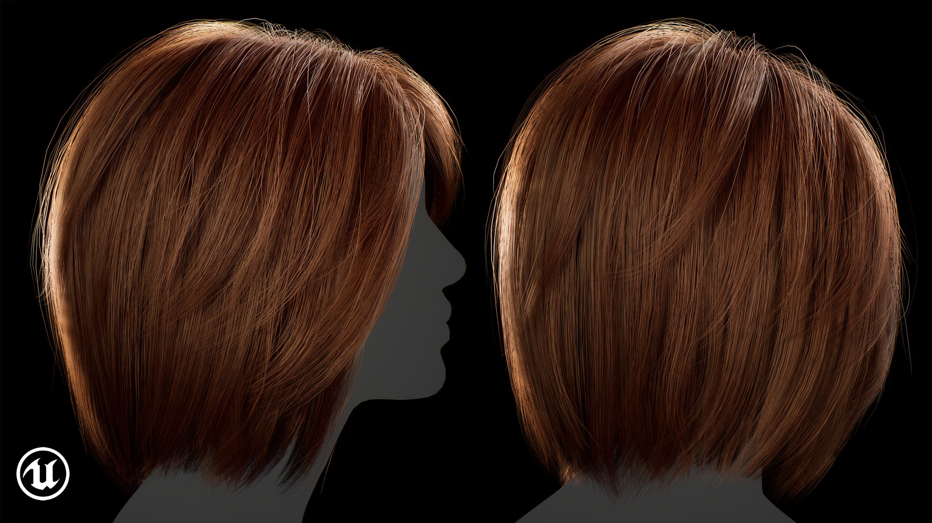 Game Ready Female Medium Hairstyle - Real Time Hair Cards Low-poly 3D ...