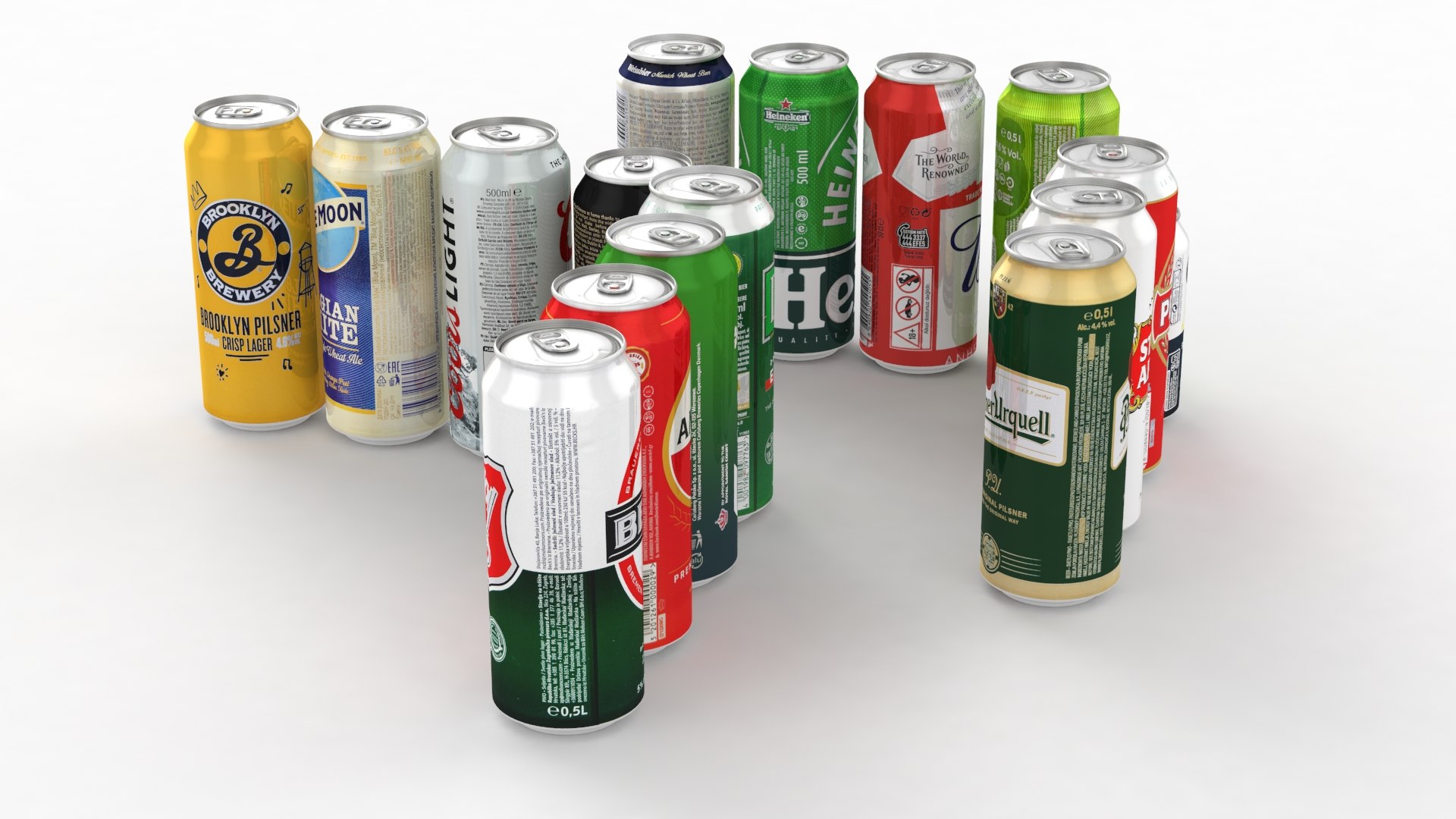 3D Beer Cans Of The World 16pcs Collection - TurboSquid 2027666