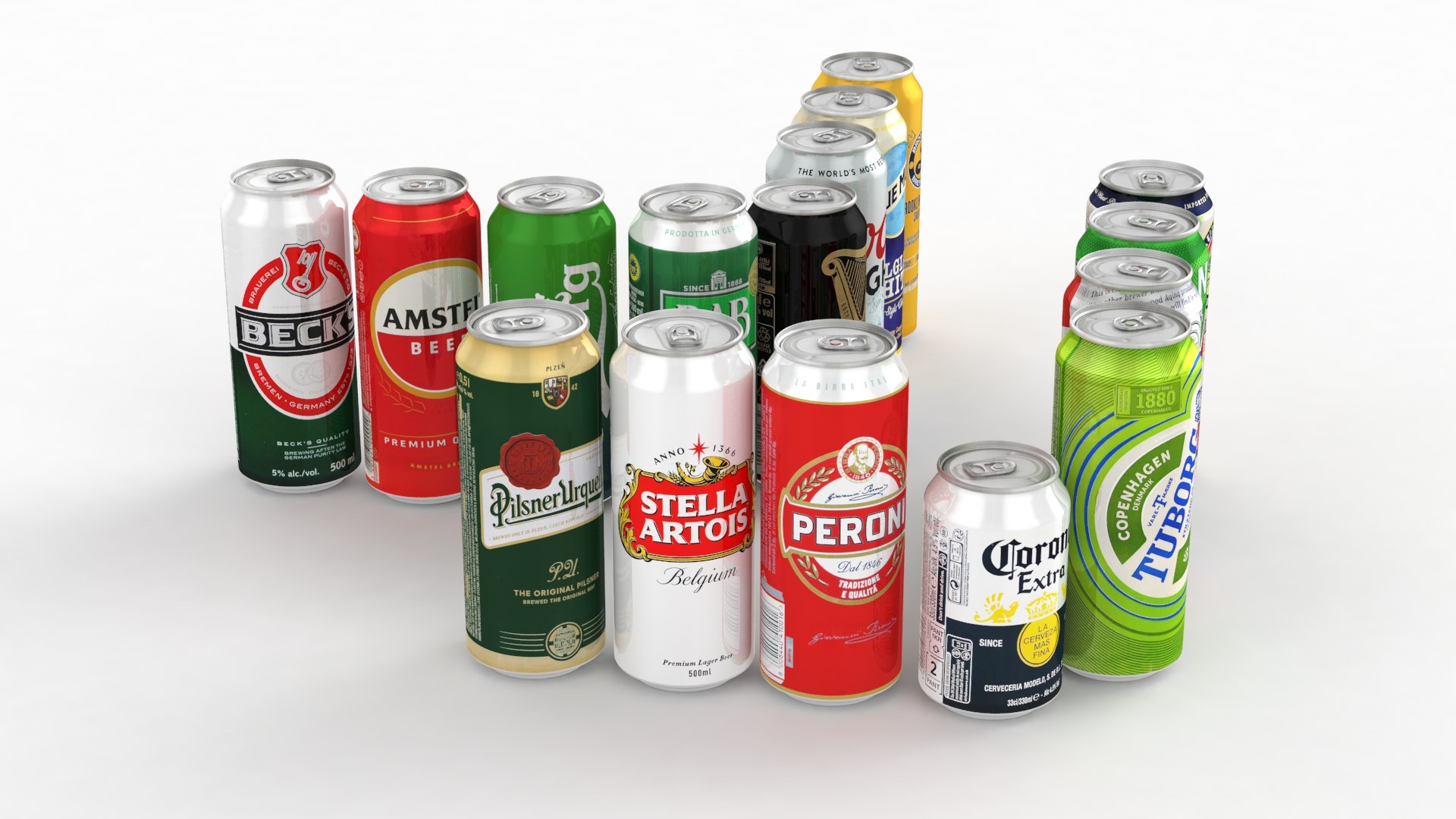 3D Beer Cans Of The World 16pcs Collection - TurboSquid 2027666