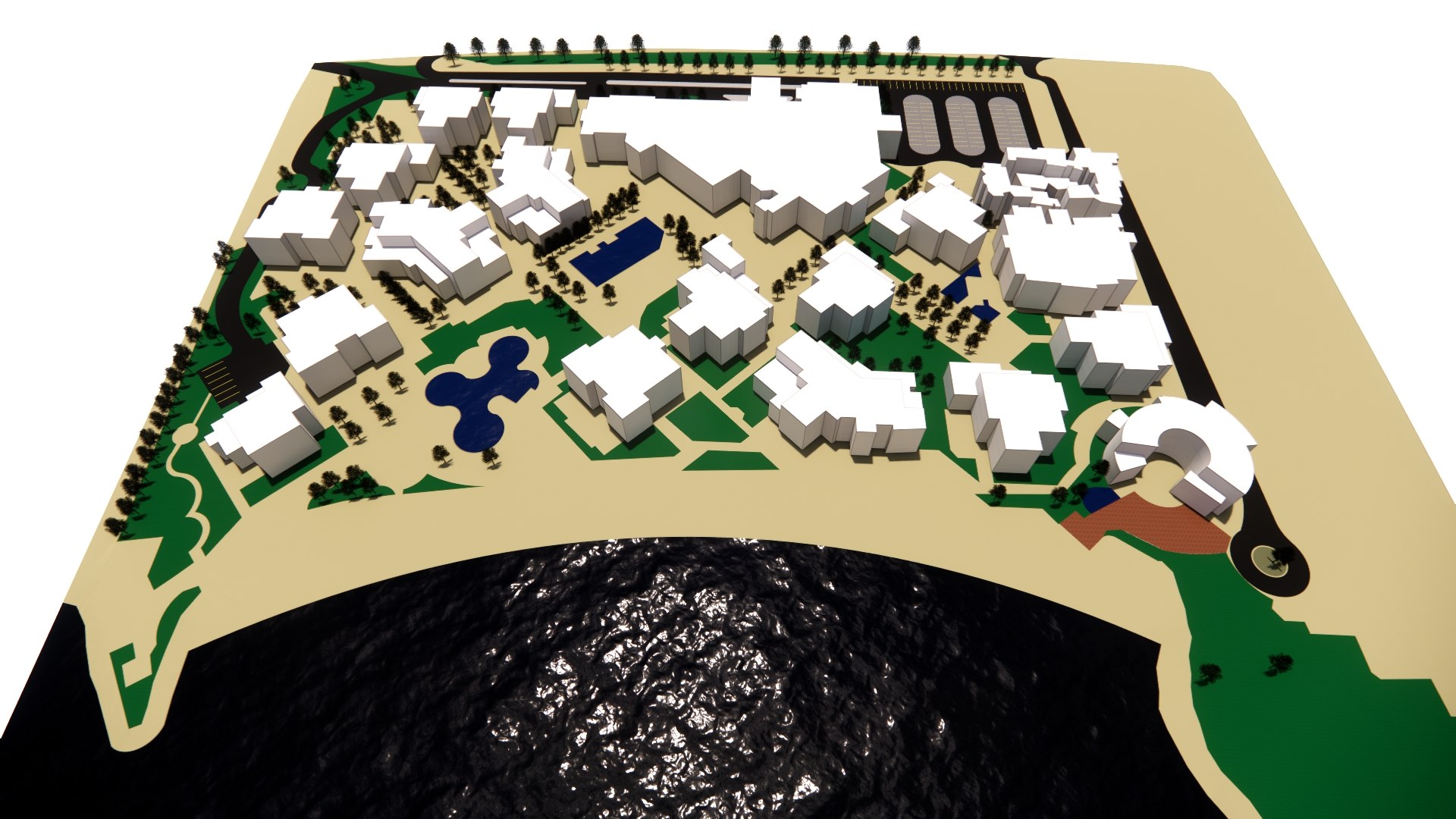 3D Beach Resort Qatar - Mass Buildings In Revit Model - TurboSquid 2223027